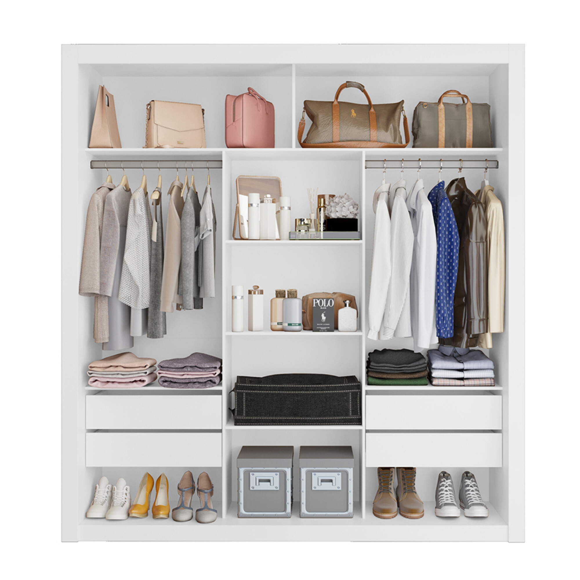 ROPERO VESTIDOR 4 CAJONES GUARDARROPA ARMARIO PLACARD CLOSET - BLANCO ...