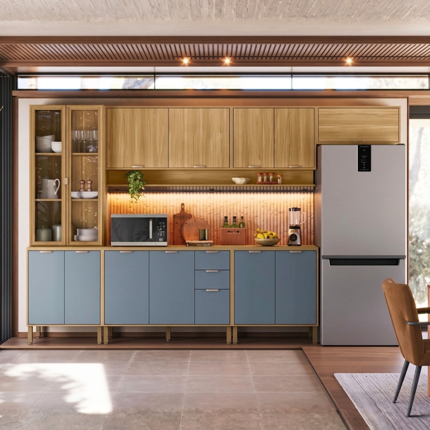 Bajo mesada Esquinero con tapa Color - Azul — Rustico Hogar