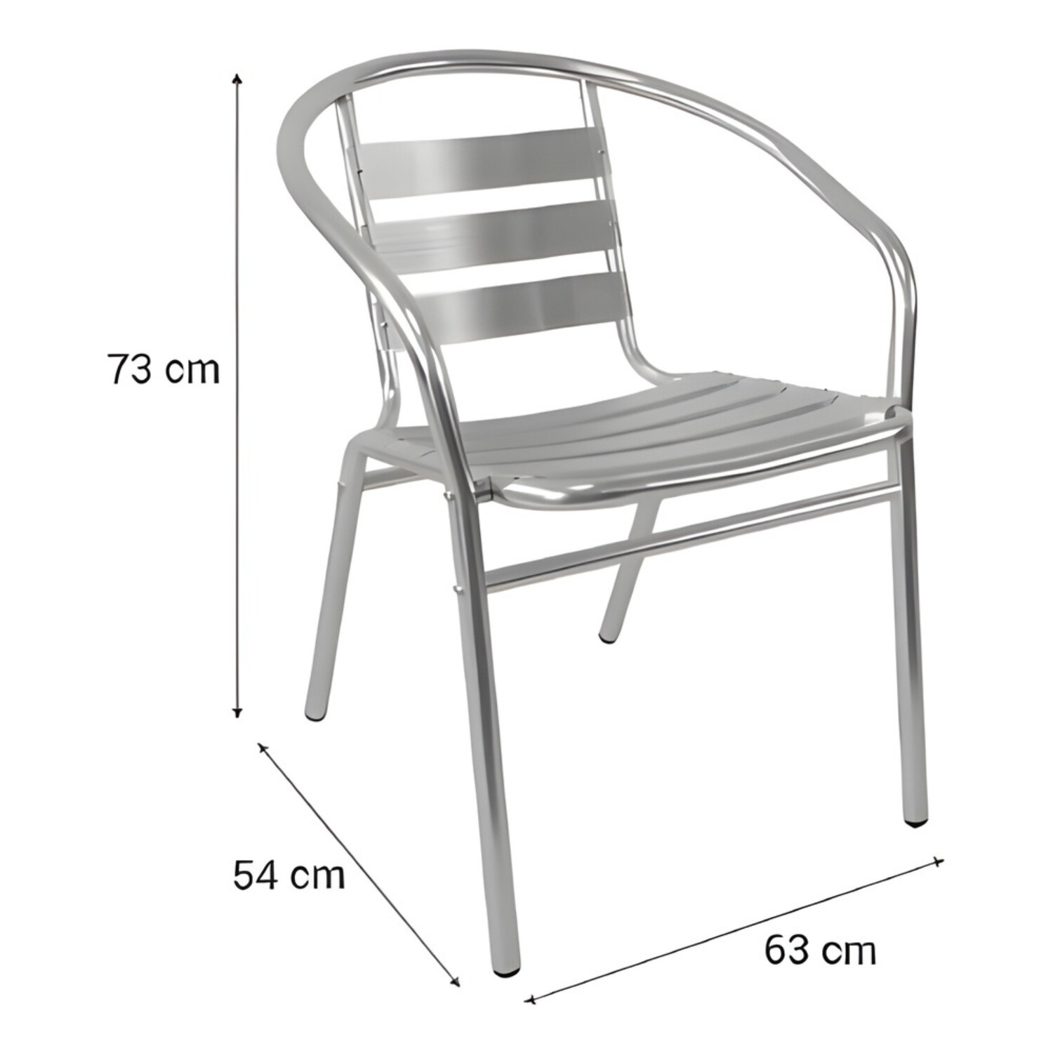 Silla de exterior Slat en aluminio plateada — Electroventas