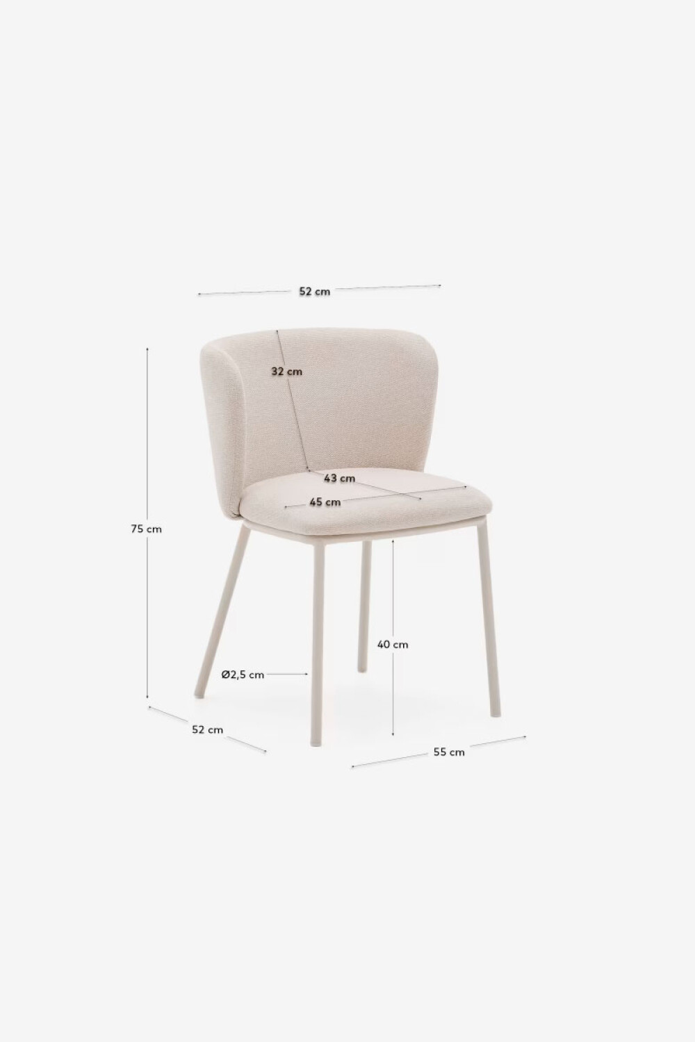 Silla Ciselia de chenilla beige y acero beige FSC Mix Credit — Kave Home
