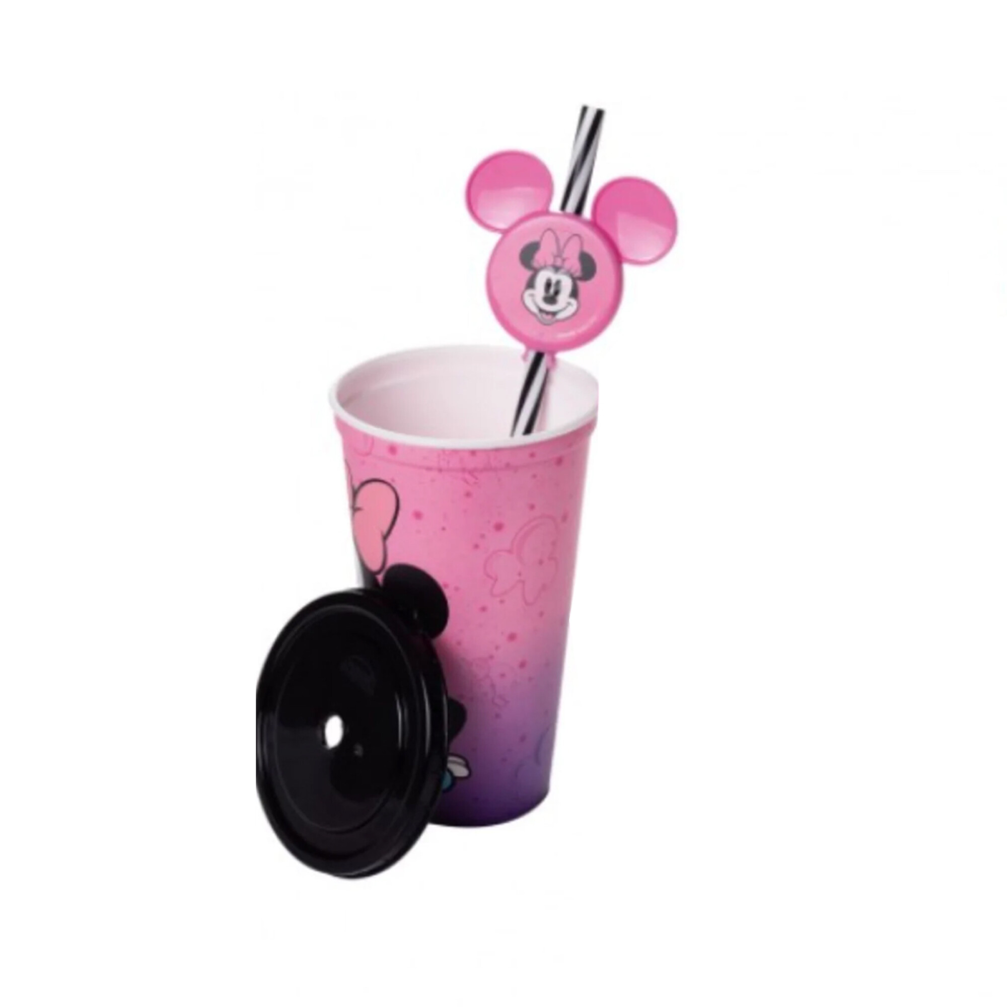 Vaso Plástico Milk Shake con Pin y Pajita Minnie 500 ml - ROSA FUERTE ...