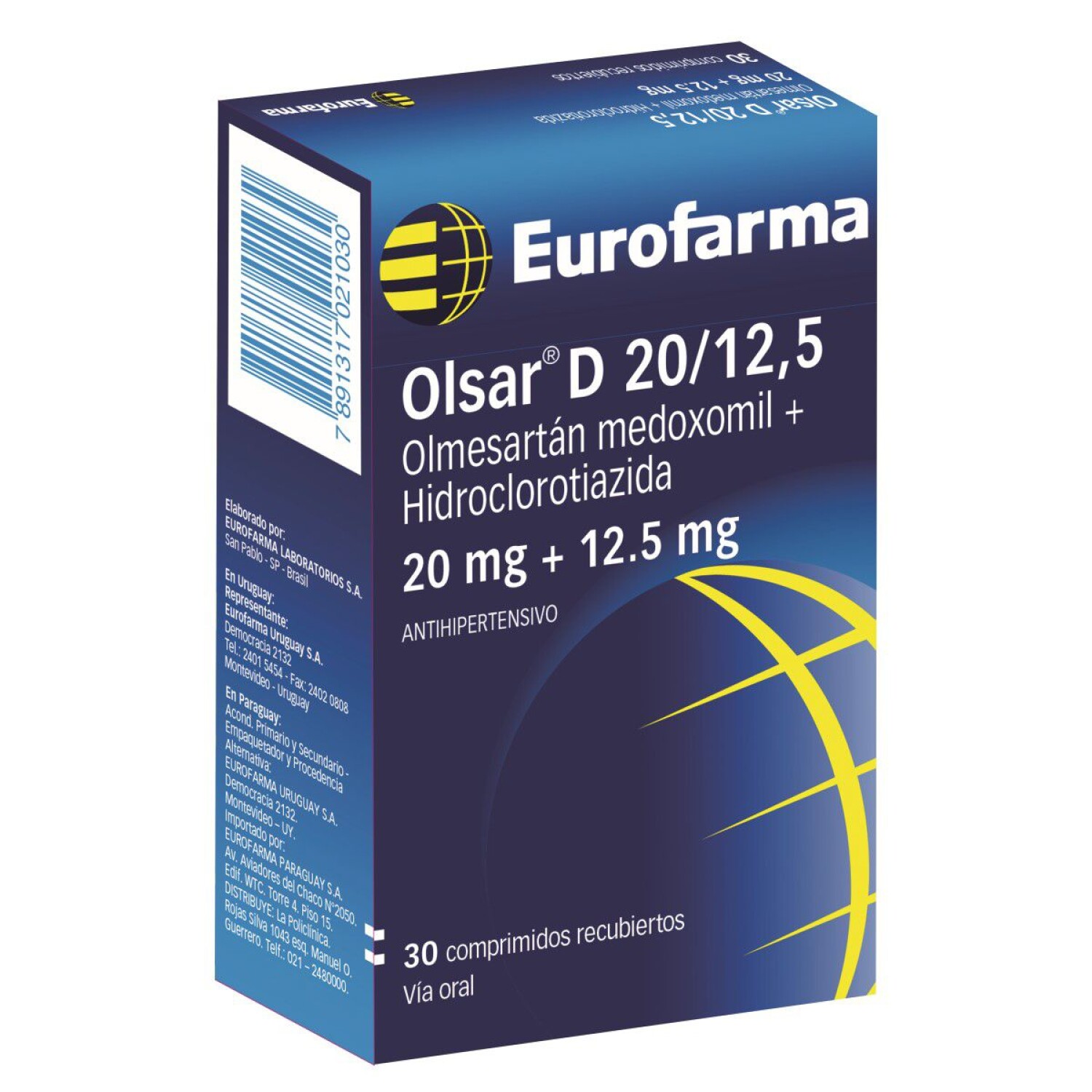 OLSAR D 20MG 12,5 X 30 COMPRIMIDOS — Farmacenter