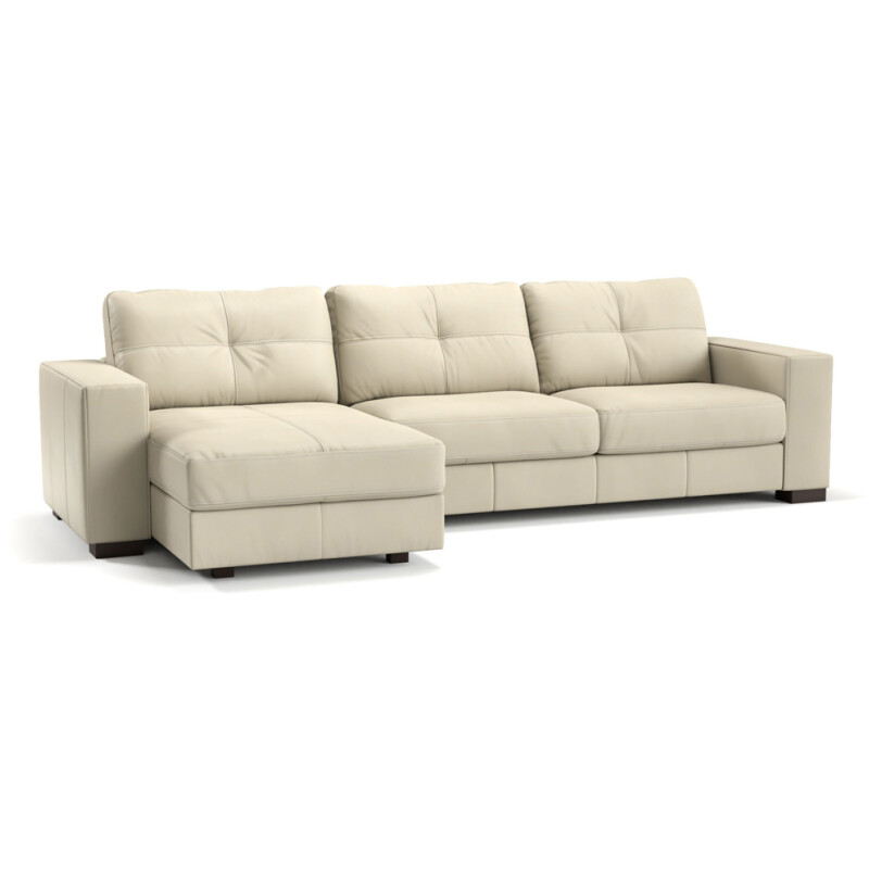 SOFA 100% CUERO - 3 CUERPOS + CHAISE - MODELO DOMINI - GRIS — Champagne ...