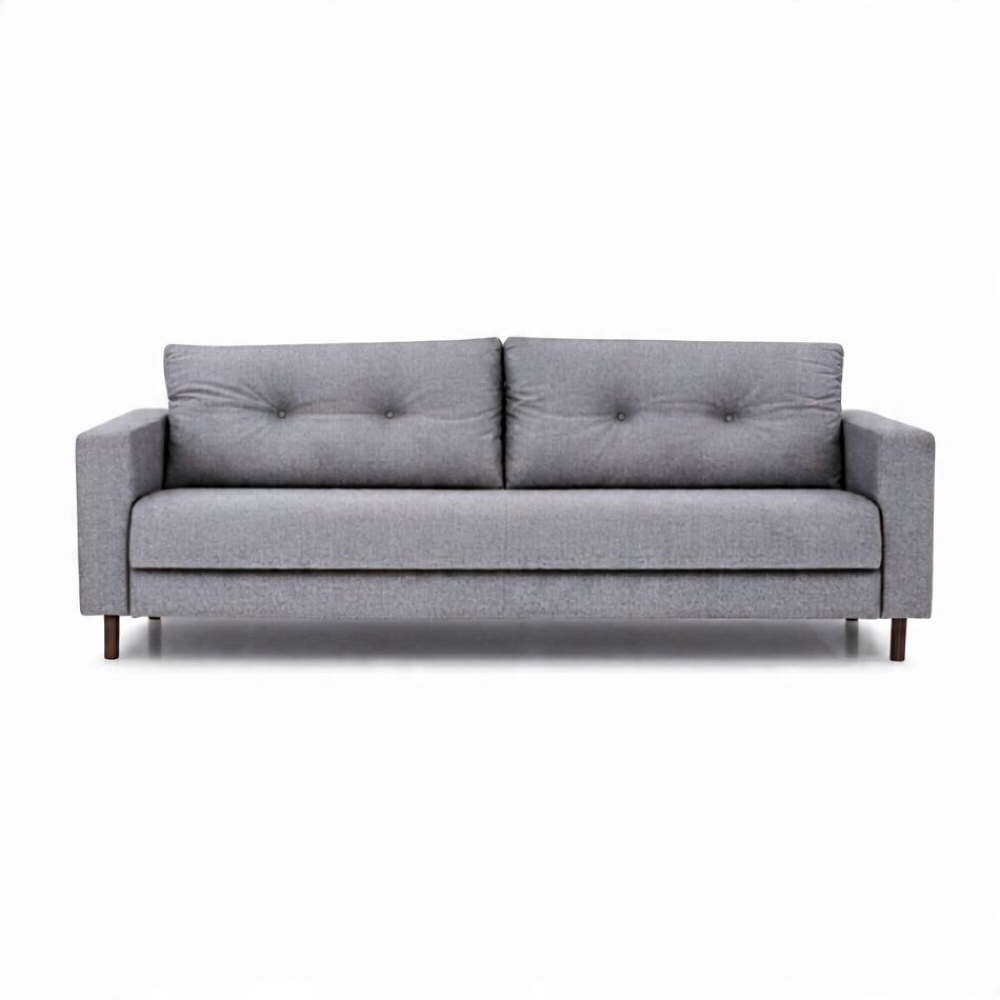 Sofa 4 cuerpos tela Gris Brillo con respaldo semi capitoneado — Champagne Home & Deco