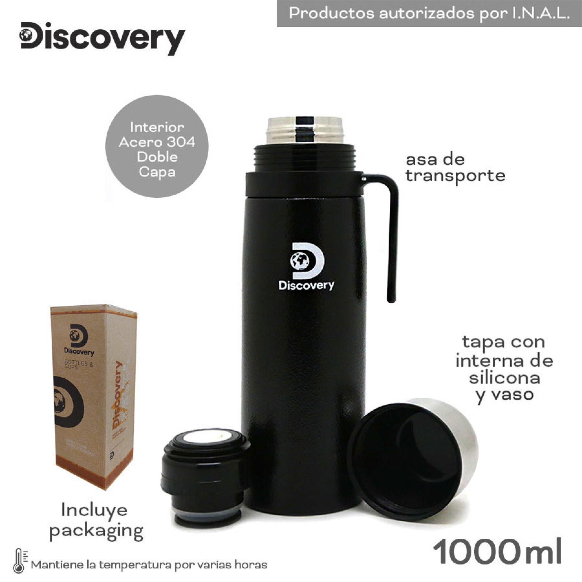 Termo de acero 1L - Negro — Canva Store