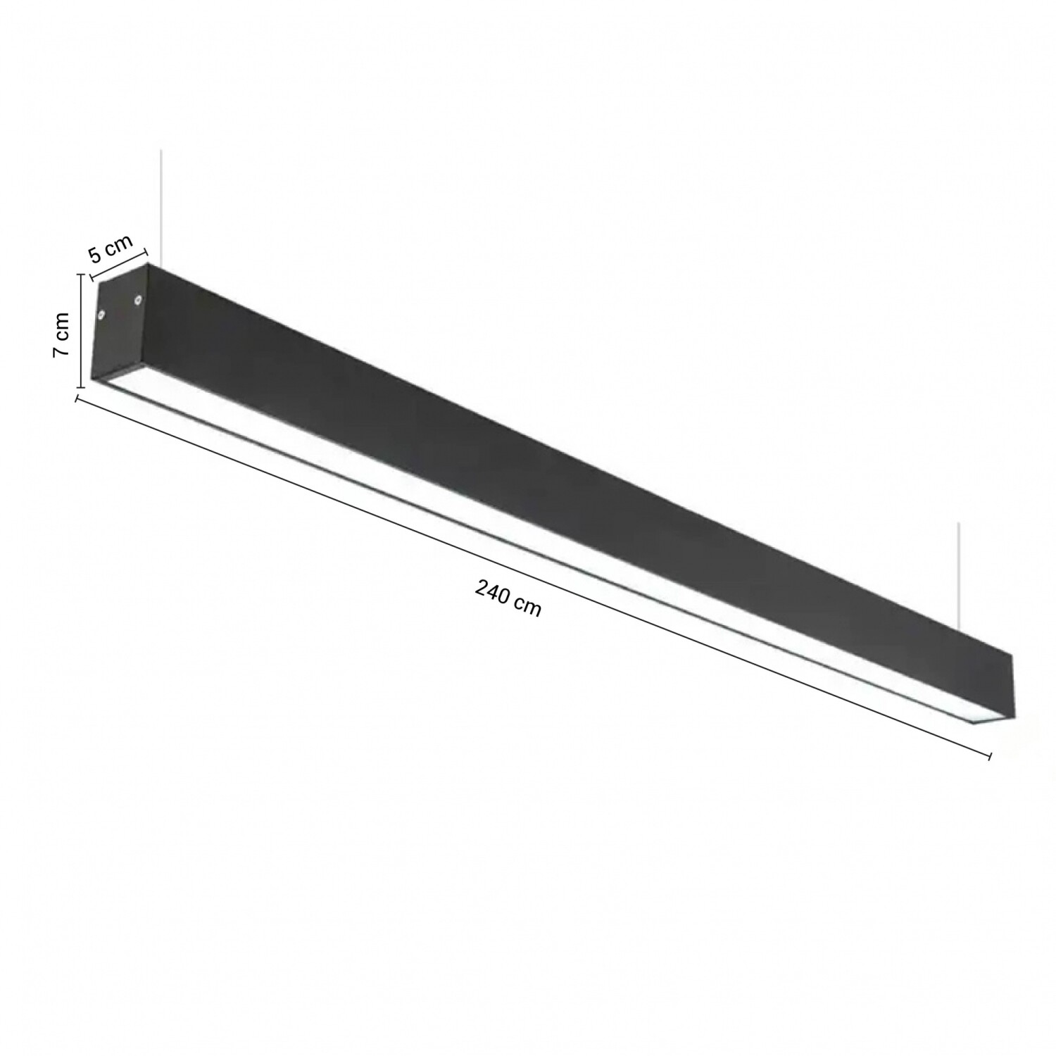 Luminaria Lineal LED 72W Negro Luz Neutra 240 cm — Serlux