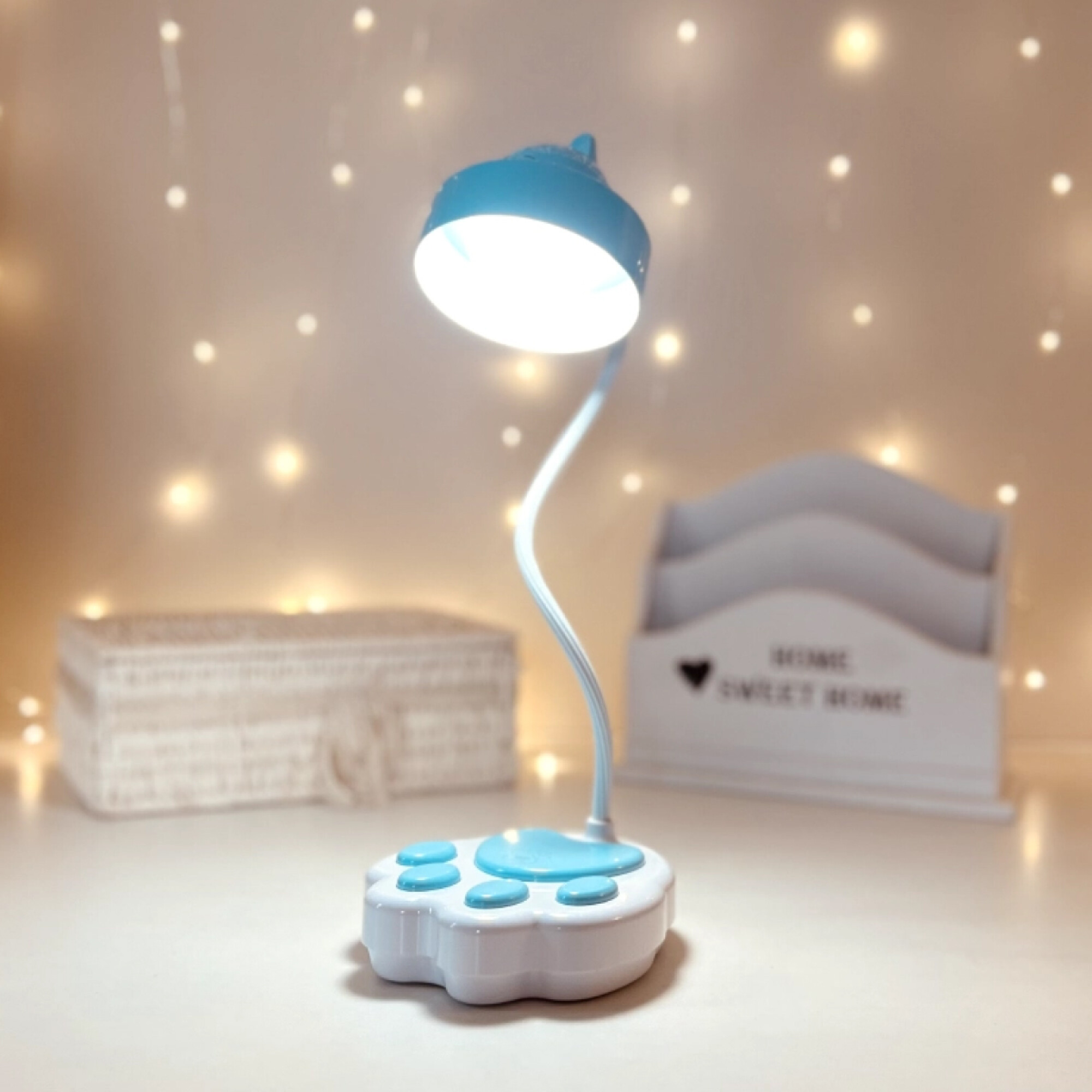 Lámpara veladora de escritorio gatito - Celeste — Mis Petates