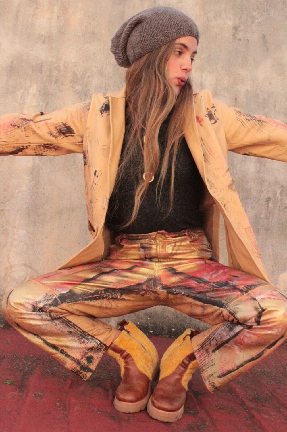 Leather Jeans Crawford By cocó - Beige — Agnes Lenoble