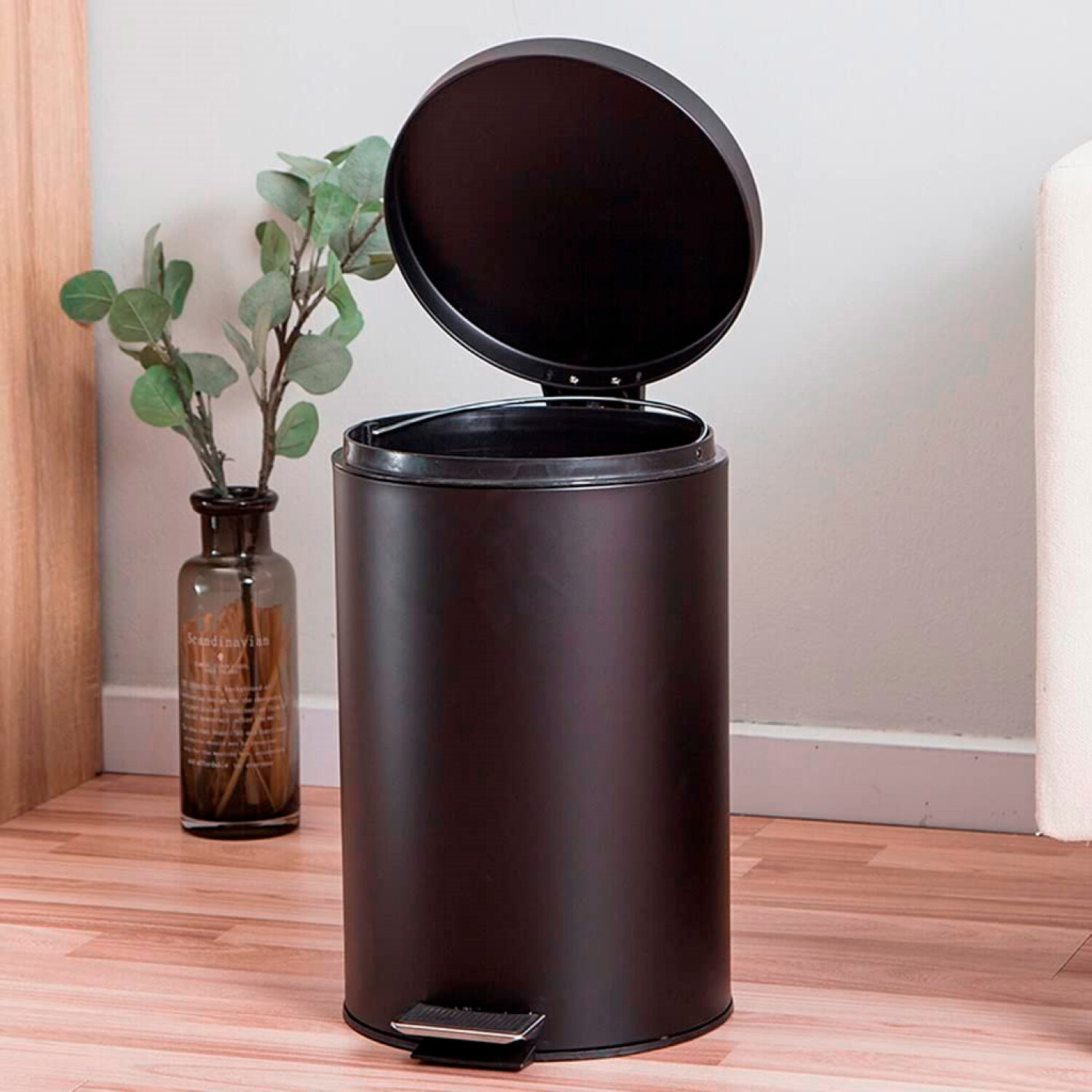 Tacho cesto de basura acero inoxidable 20L con tapa negro — Buho Store