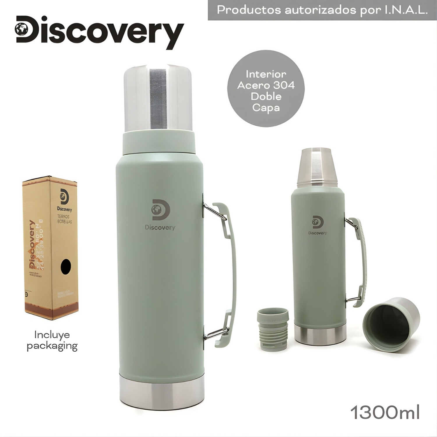 Termo Discovery de 1.3 litros Verde Militar — Electroventas