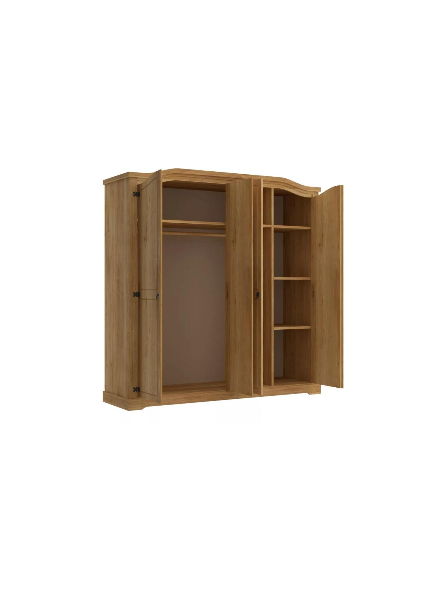 Ropero Curvo 4 Puertas - Linea Mexicana - Natural — Rustico Hogar