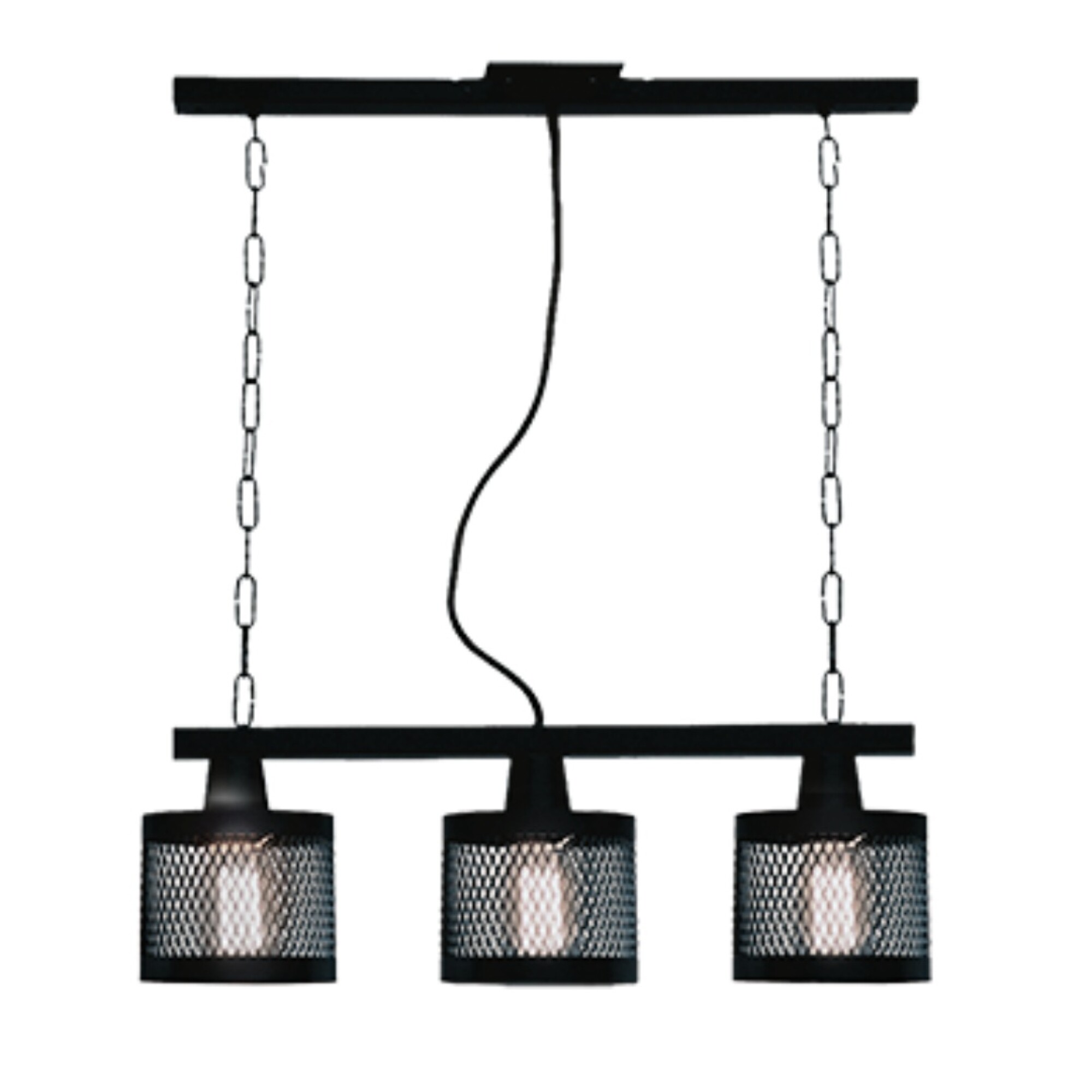 COLGANTE 3L PILAR MALLA NEGRO E27 — Luminotecnia