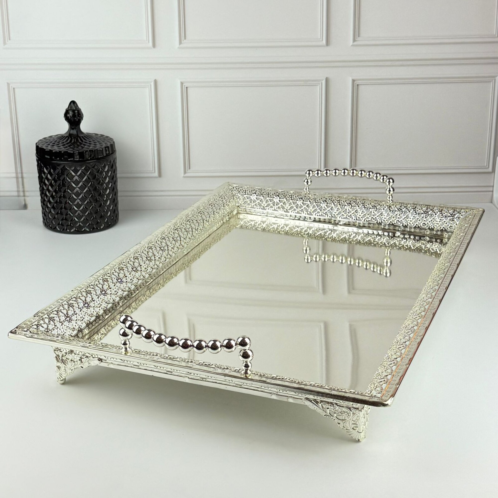 Bandeja Metálica Rectangular Espejada 60cm x 40cm x 6cm — El Capitán