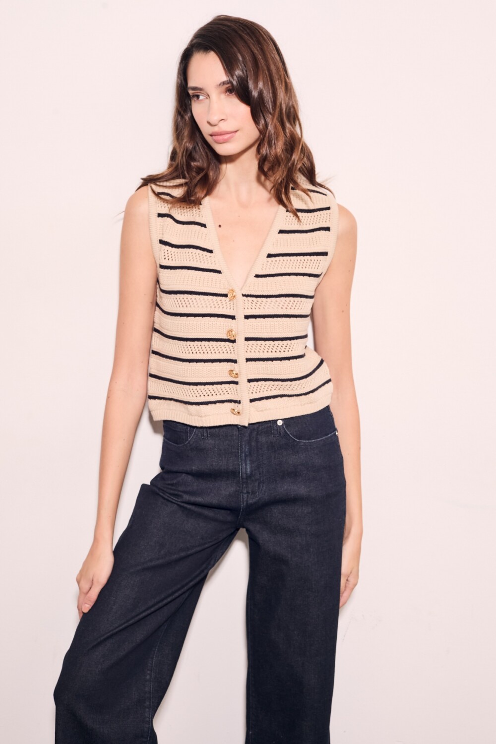 Chaleco Rayado - Nácar — Lemon
