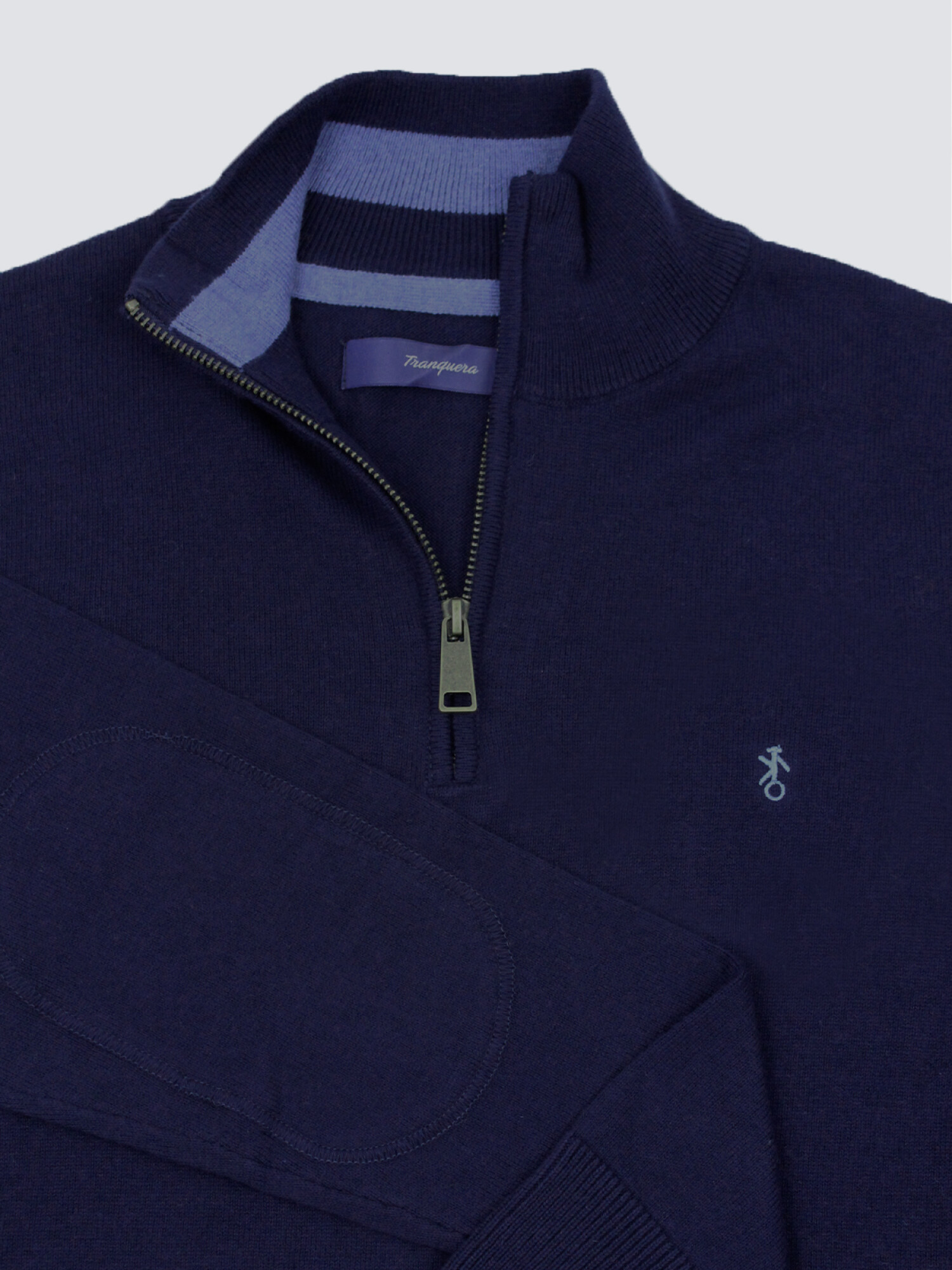 Sweater Medio Cierre con Coderas - Azul — Tranquera