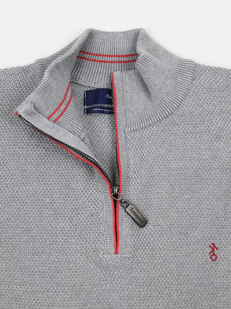 Remera Medio Cierre Apolo - Gris con Coral — Tranquera