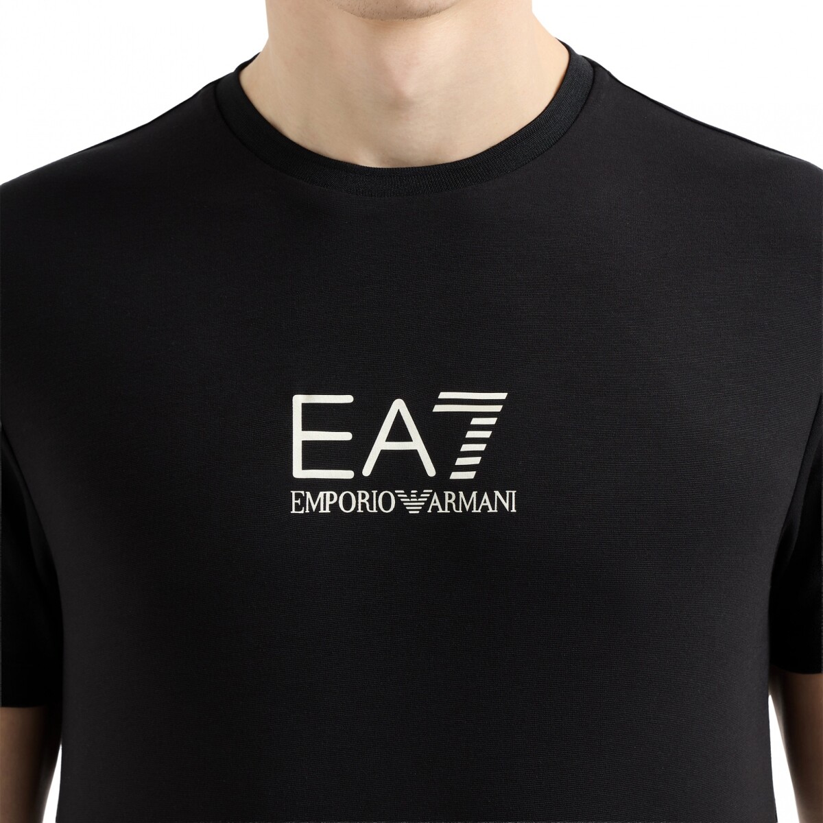 GOLD LABEL VISCOSE-JERSEY CREW - EA7 EMPORIO ARMANI - Black — Zooko