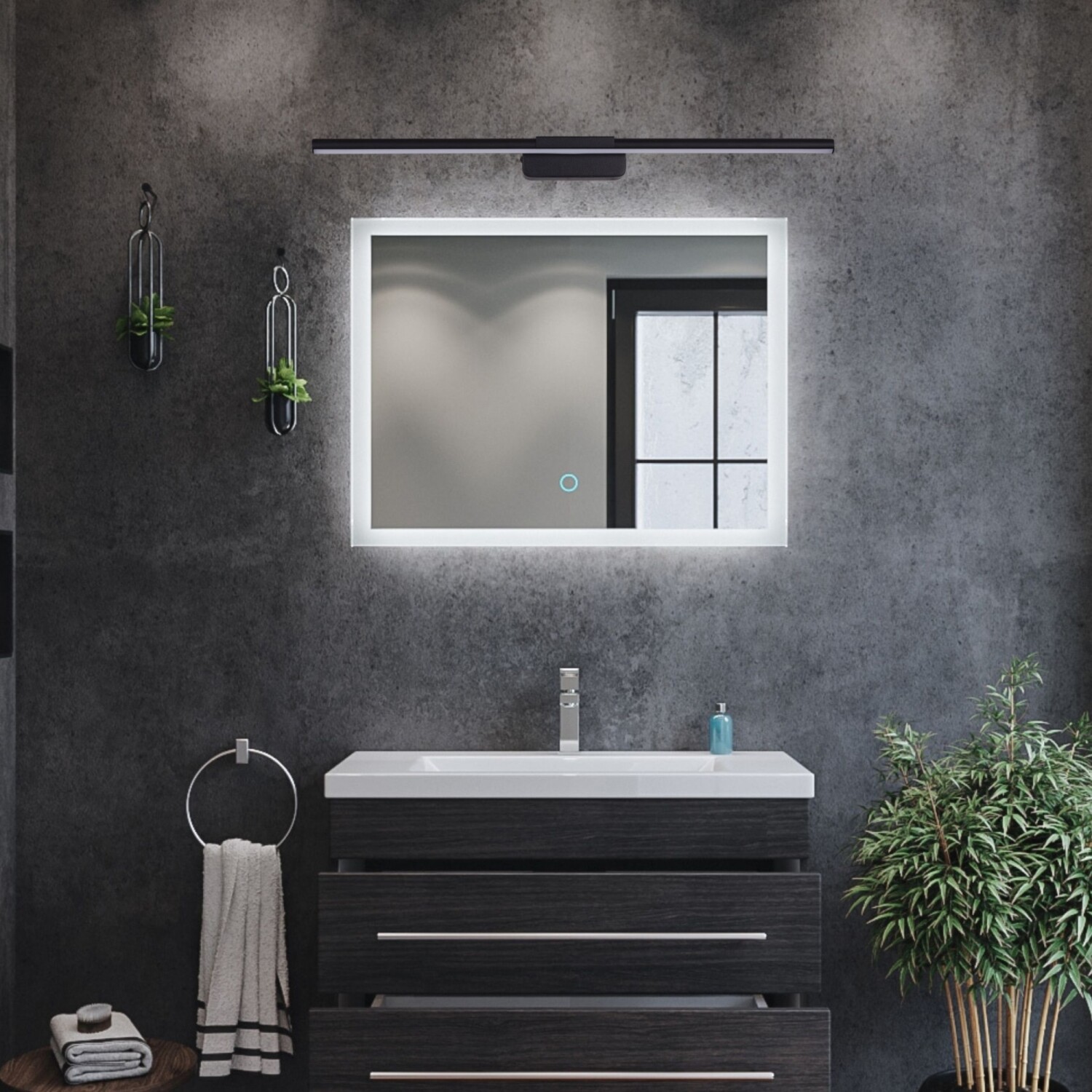 Luminaria Barra de led lineal 90cm negra 16w — Iluminica Home