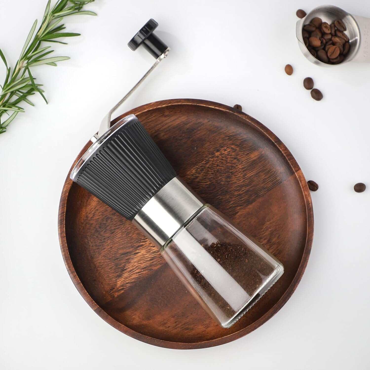 Molinillo Manual Cocina Vidrio Acero Inox Regulador Molienda - Negro — HTS