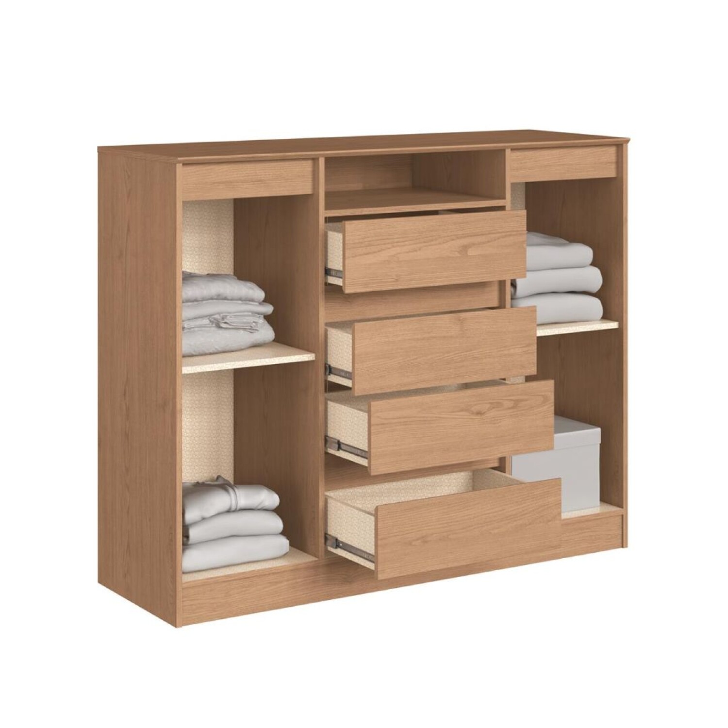 Cómoda Alba 4 Cajones 2 Puertas Angelin — Brillante