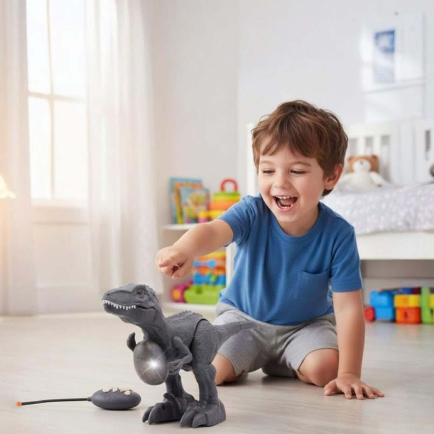 Dinosaurio Tiranosaurio Control Remoto Movimiento Luz Sonido - Color ...