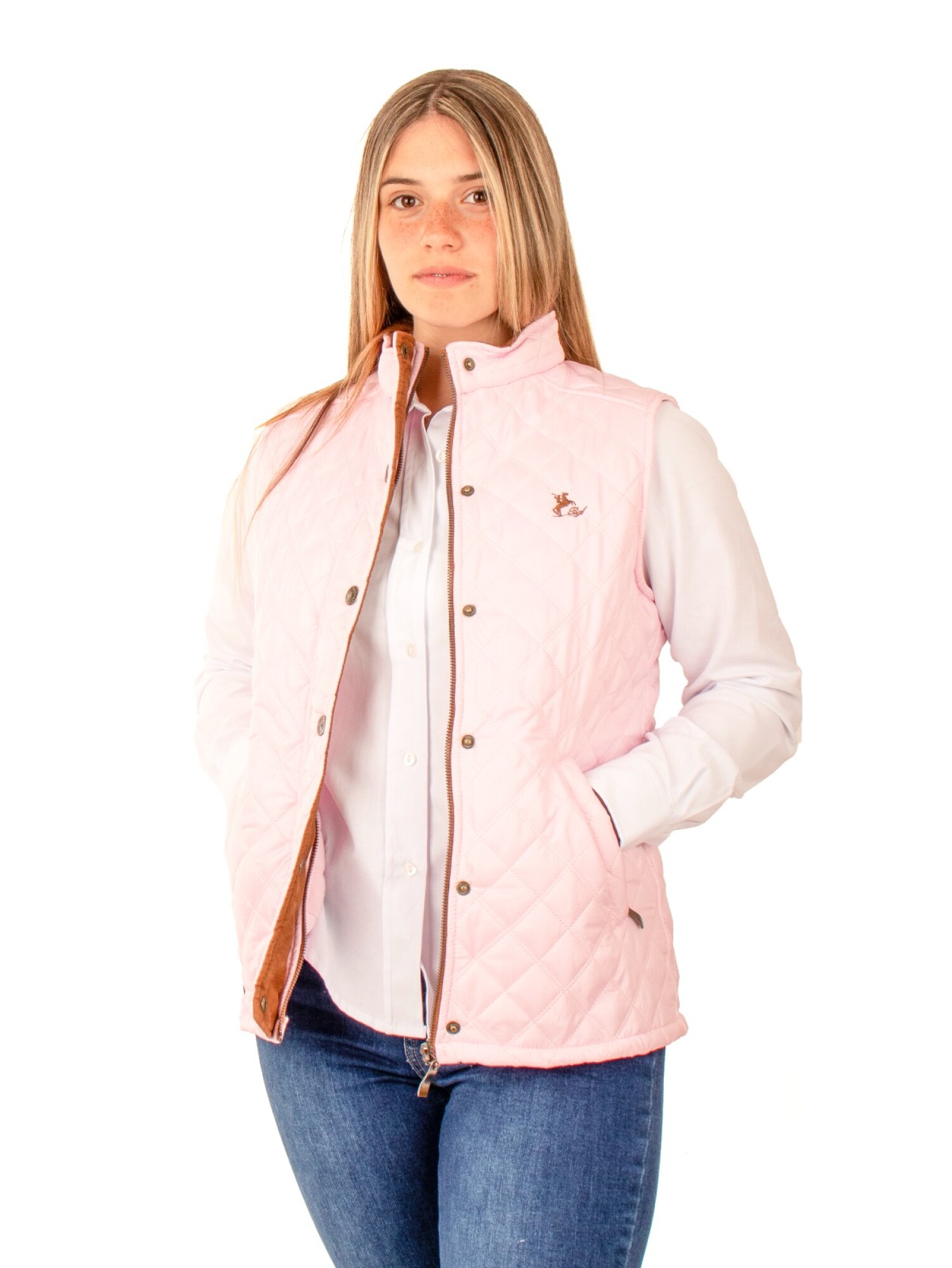 Chaleco Capitoneado Dama con hebilla - Rosa — Bagual