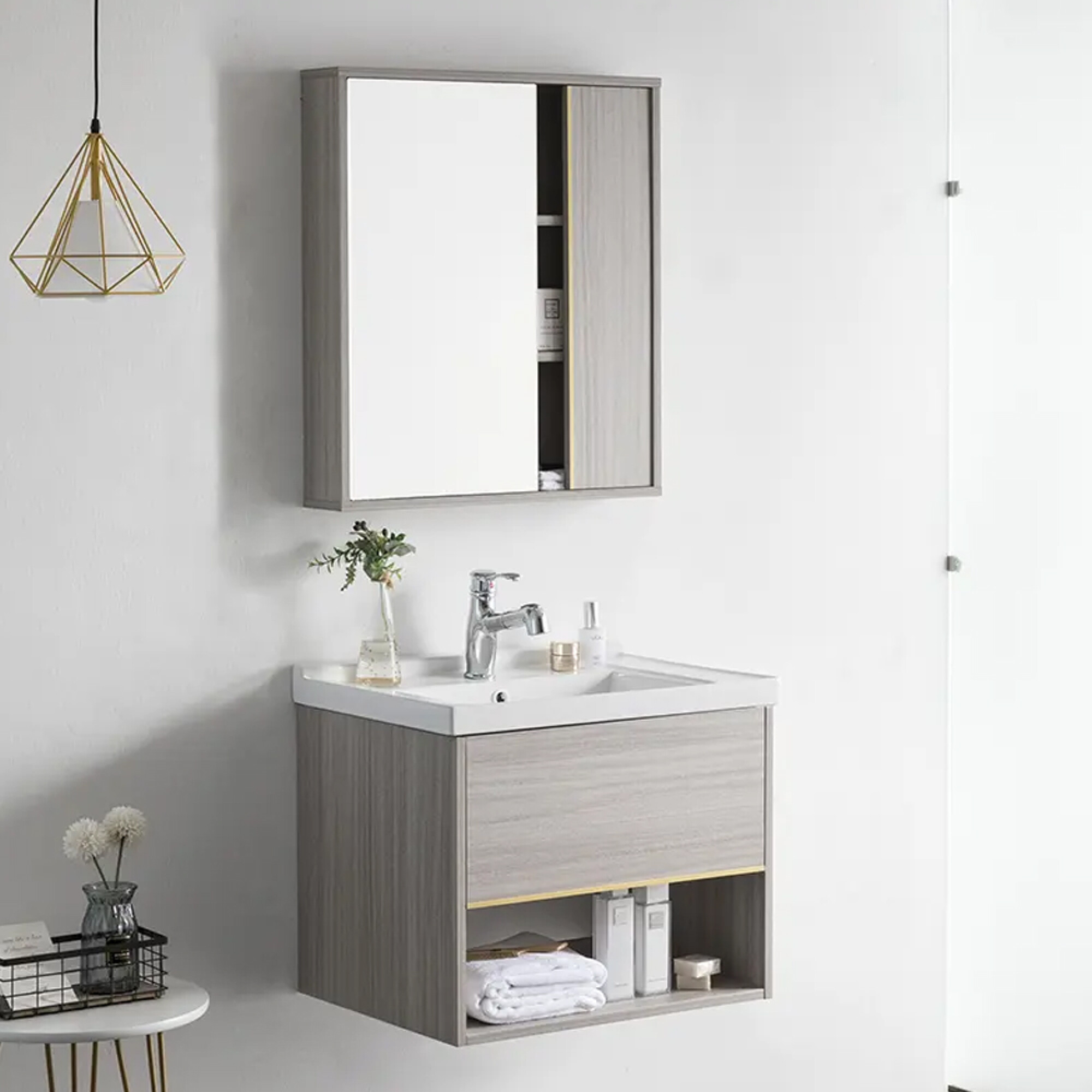 Mueble De Baño Aéreo Modelo 1063-60 / Mueble + Bacha + Espejo — Castro