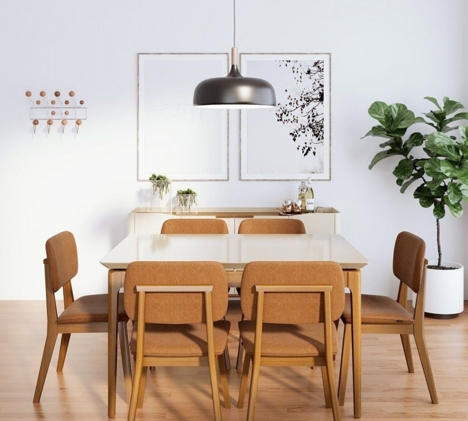 Mesa de Comedor Wind 1.2 - Rectangular - Línea Manhattan - Blanco/Natural — Rustico Hogar