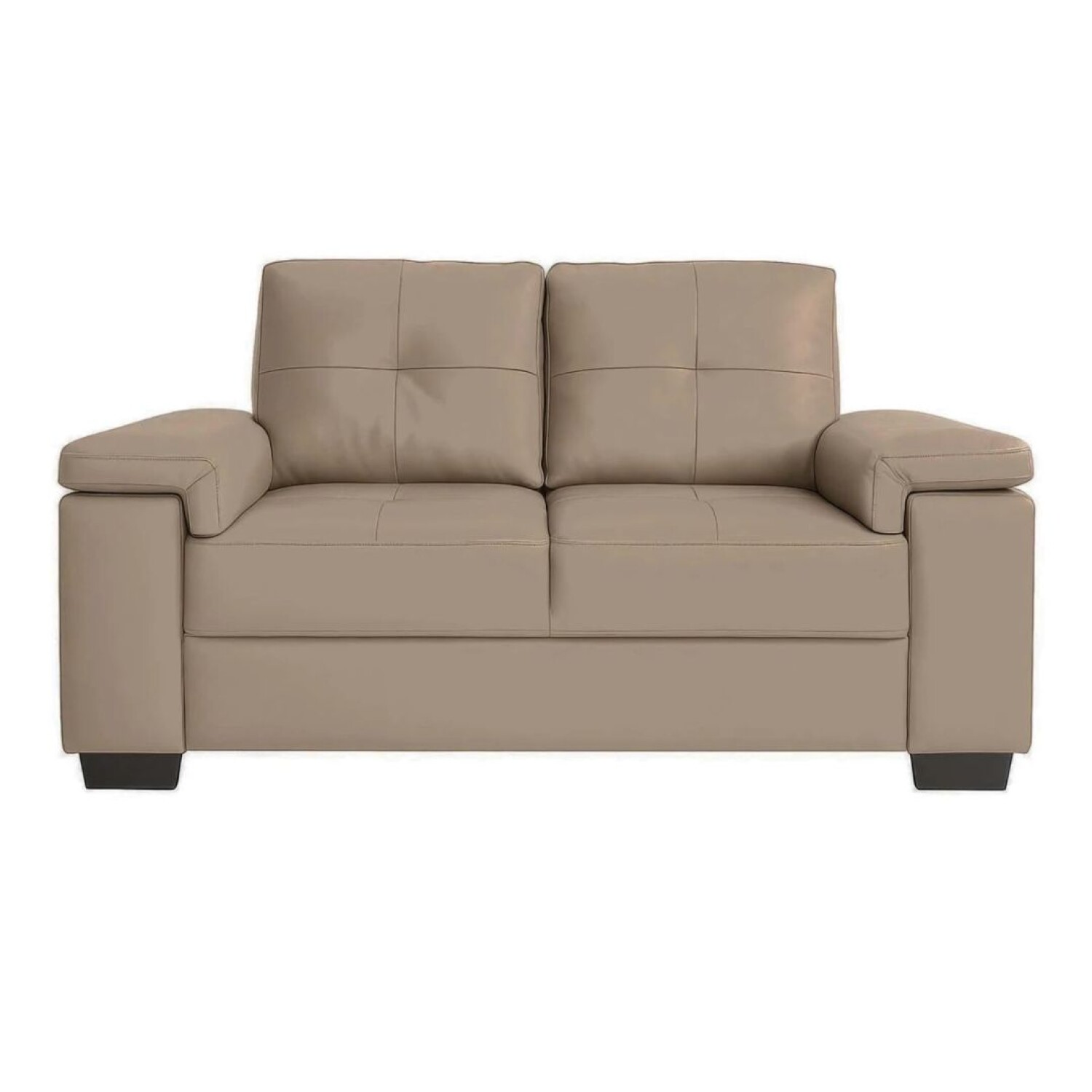 Sillón Sofá Luares 2 Cuerpos Smil Cuero Taupe — Brillante