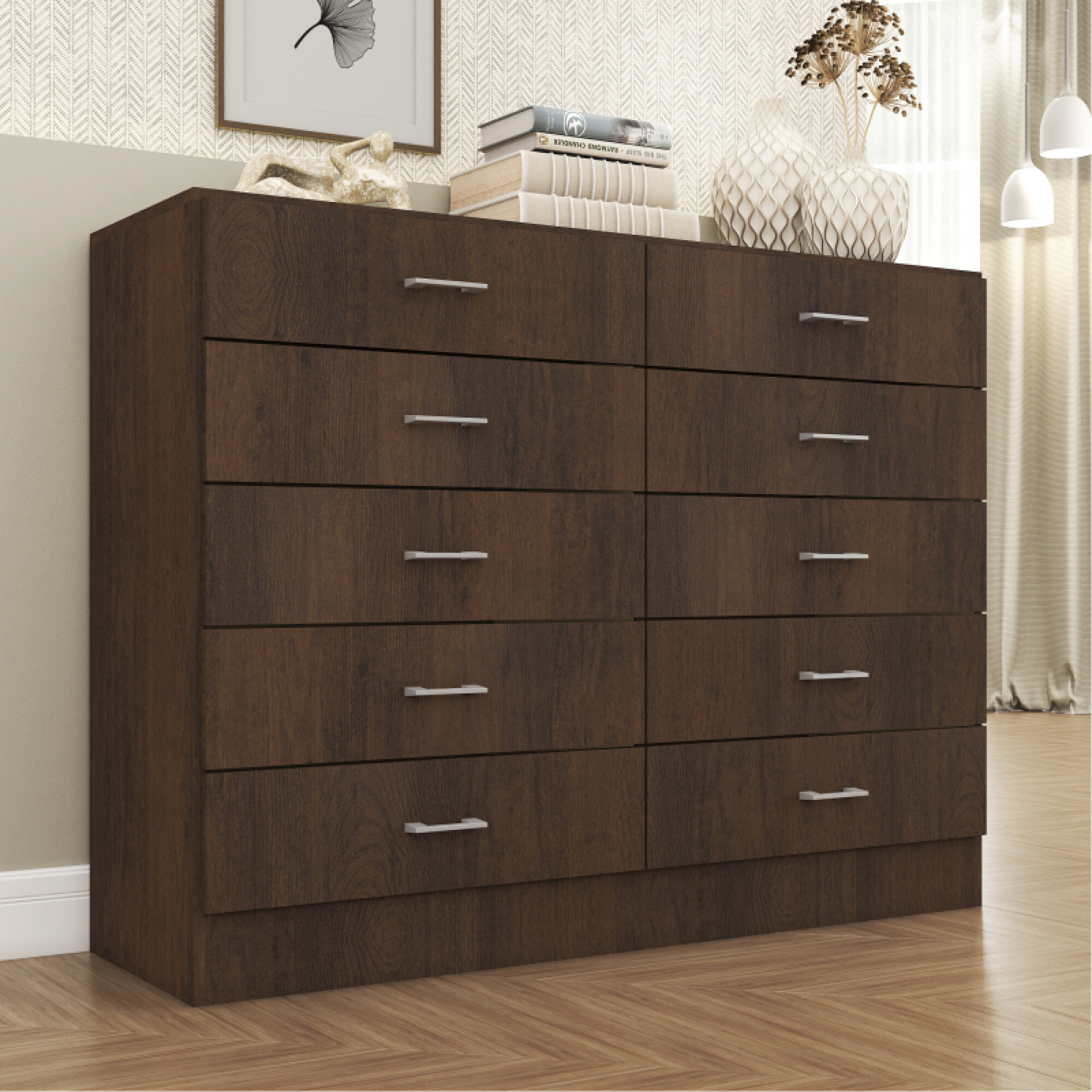 Comoda Cajonera de 10 Cajones para Dormitorio - FE - Marron — Mulata ...