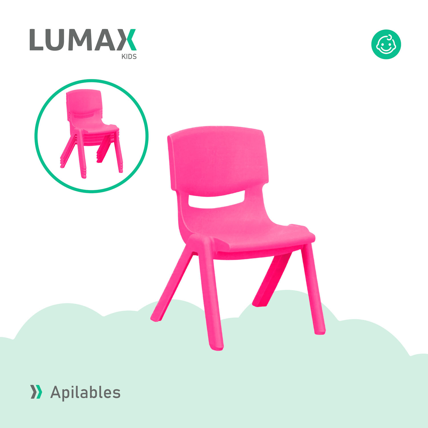 Silla para niños en plástico inyectado colores - Fucsia — Electroventas