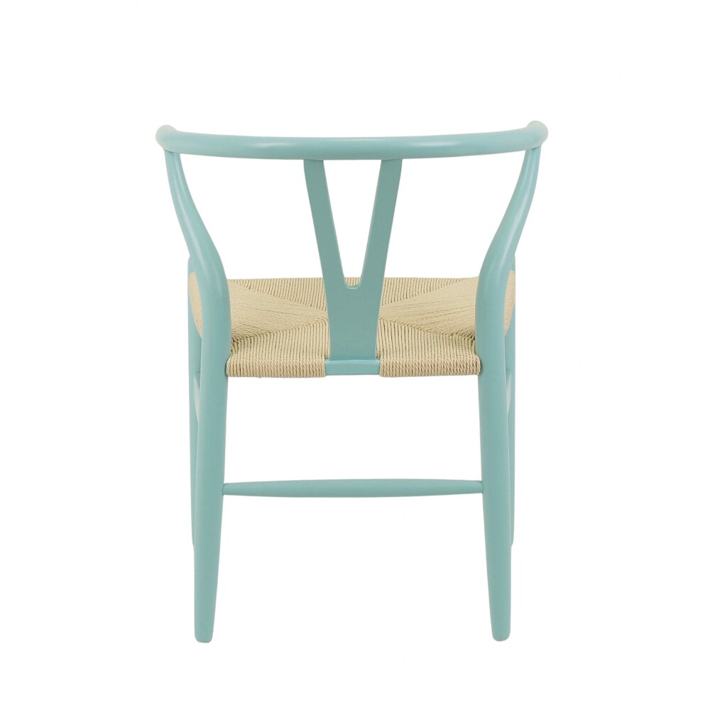 Silla Wishbone - Madera de Haya y Ratán natural - Celeste — Rustico Hogar