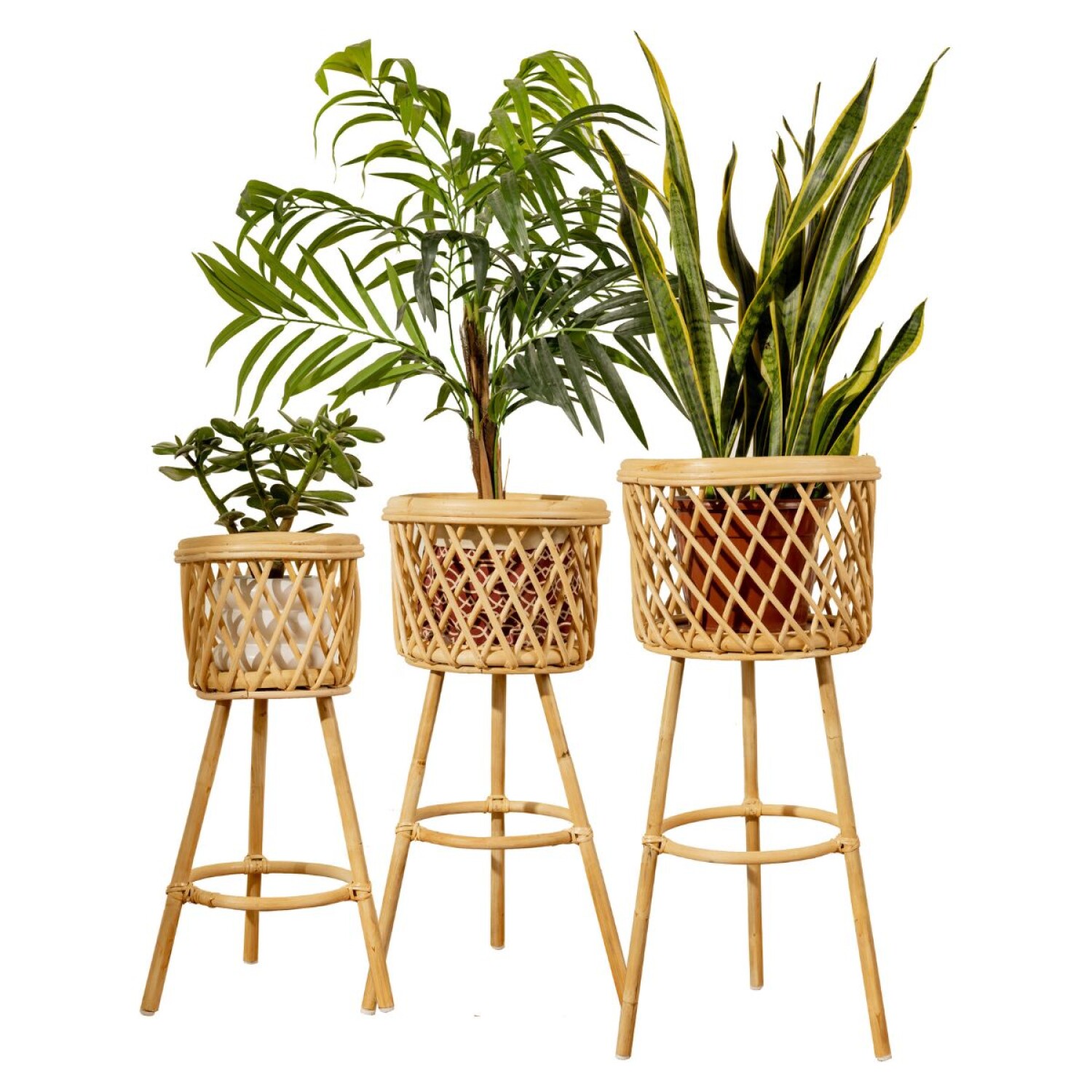 Maceta de Ratán Natural Rombos Medium — Rumba