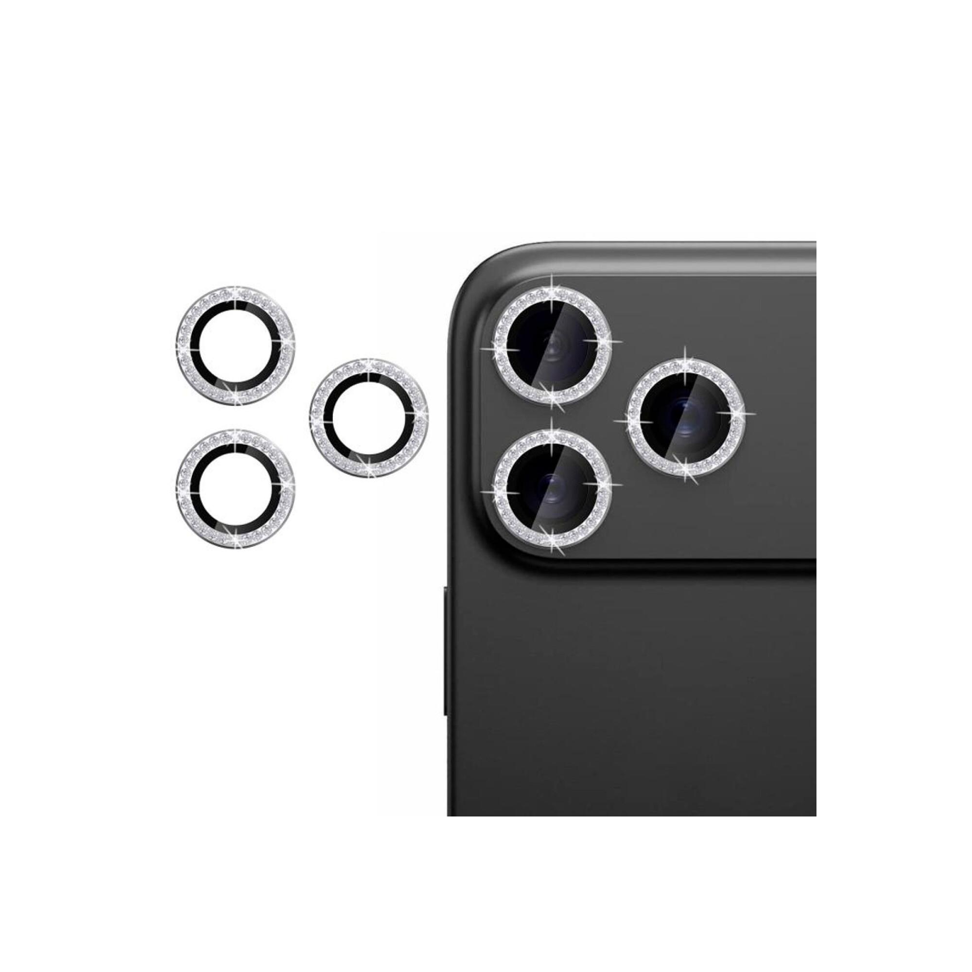 Protector de cámara iPhone 17 Pro brillos plateados — Cellular Center