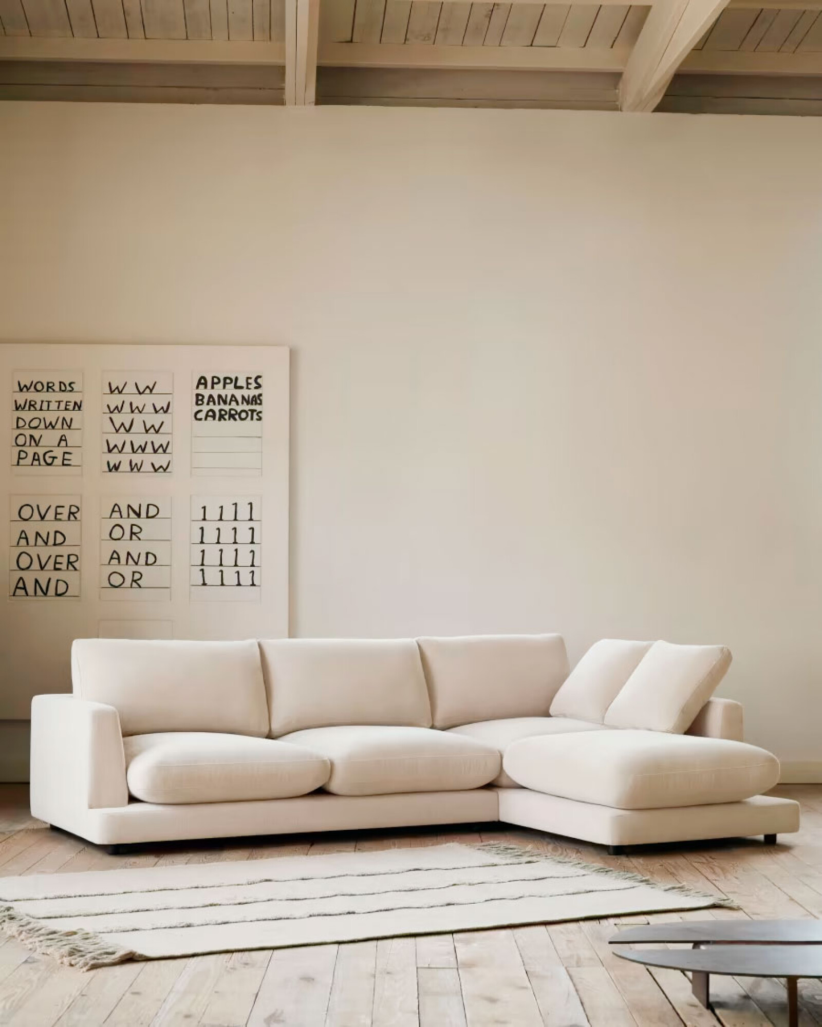 Sofá Gala 4 plazas con chaise longue - derecho beige 300 cm — Kave Home