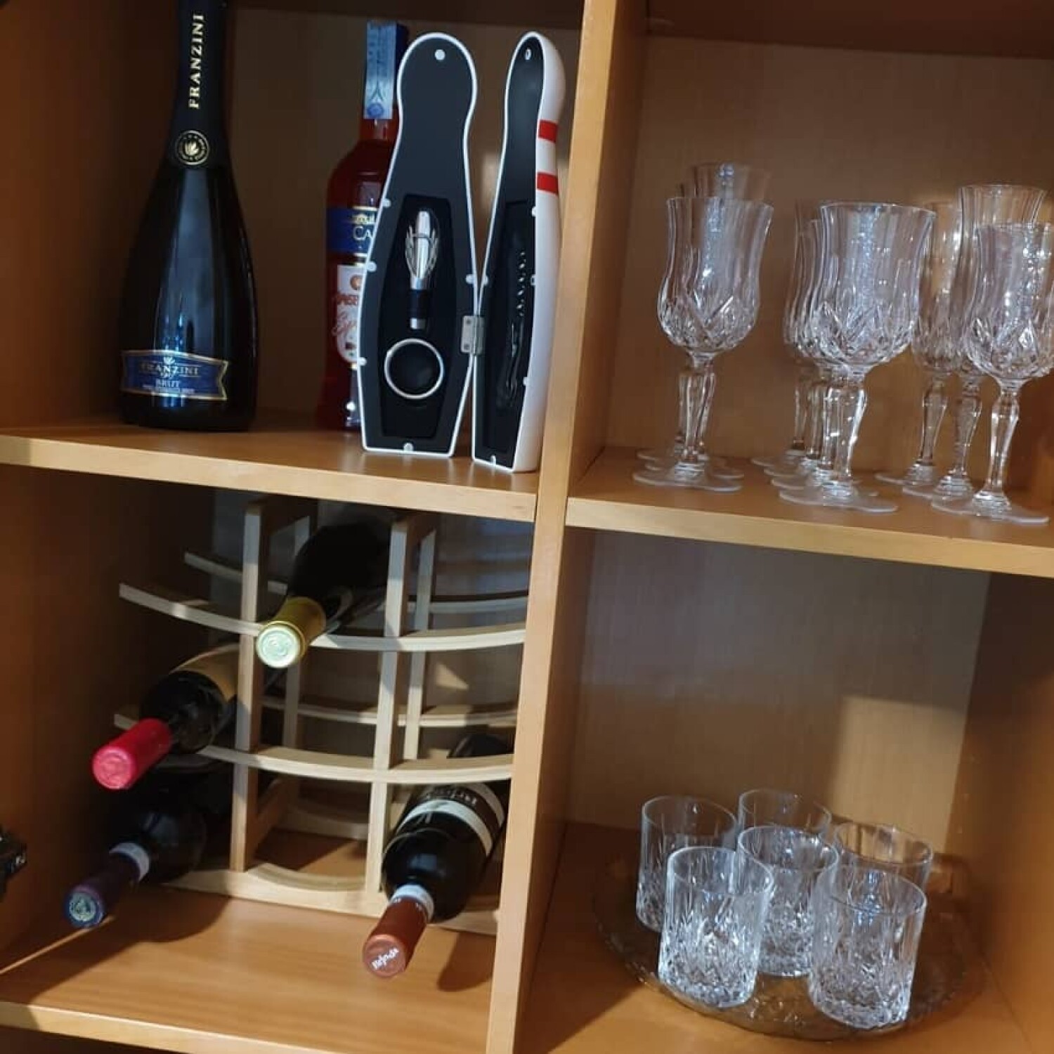 Vinera soporte 9 botellas de vino madera bambú — Buho Store