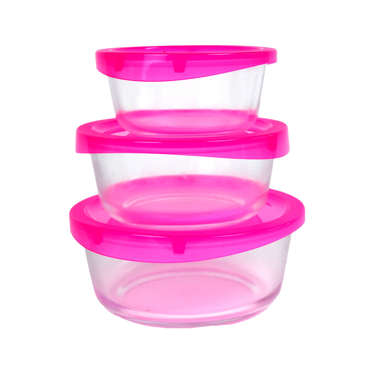 Set de Recipientes hermeticos de vidrio con tapa plástica 3 piezas — El ...