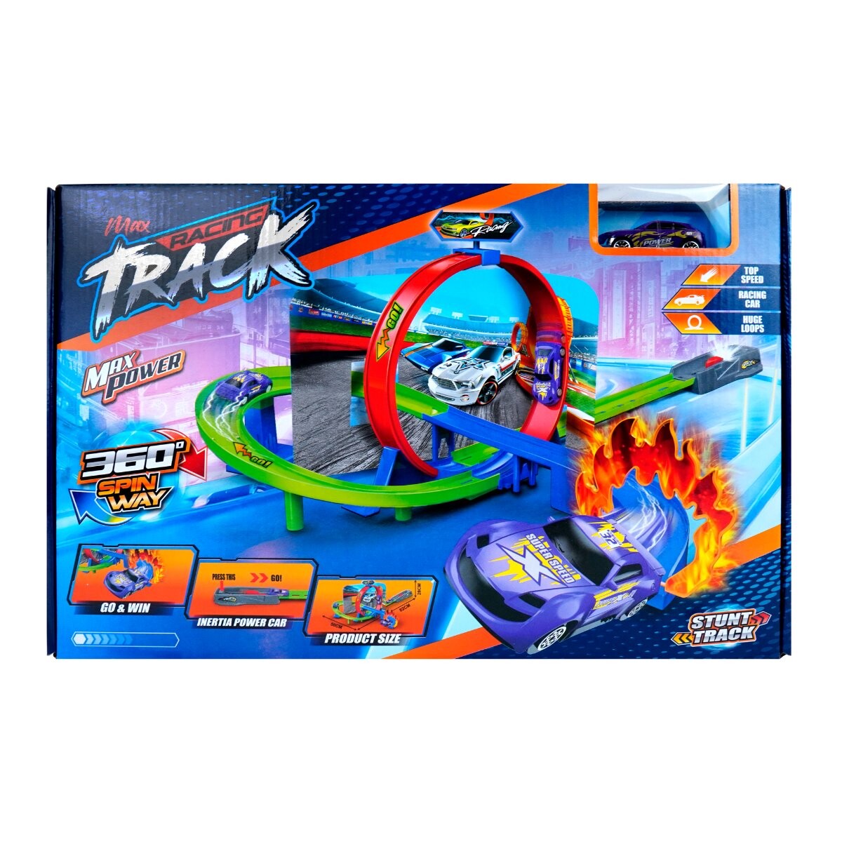 Pista de autos 1 loop con lanzador + auto — El Clon