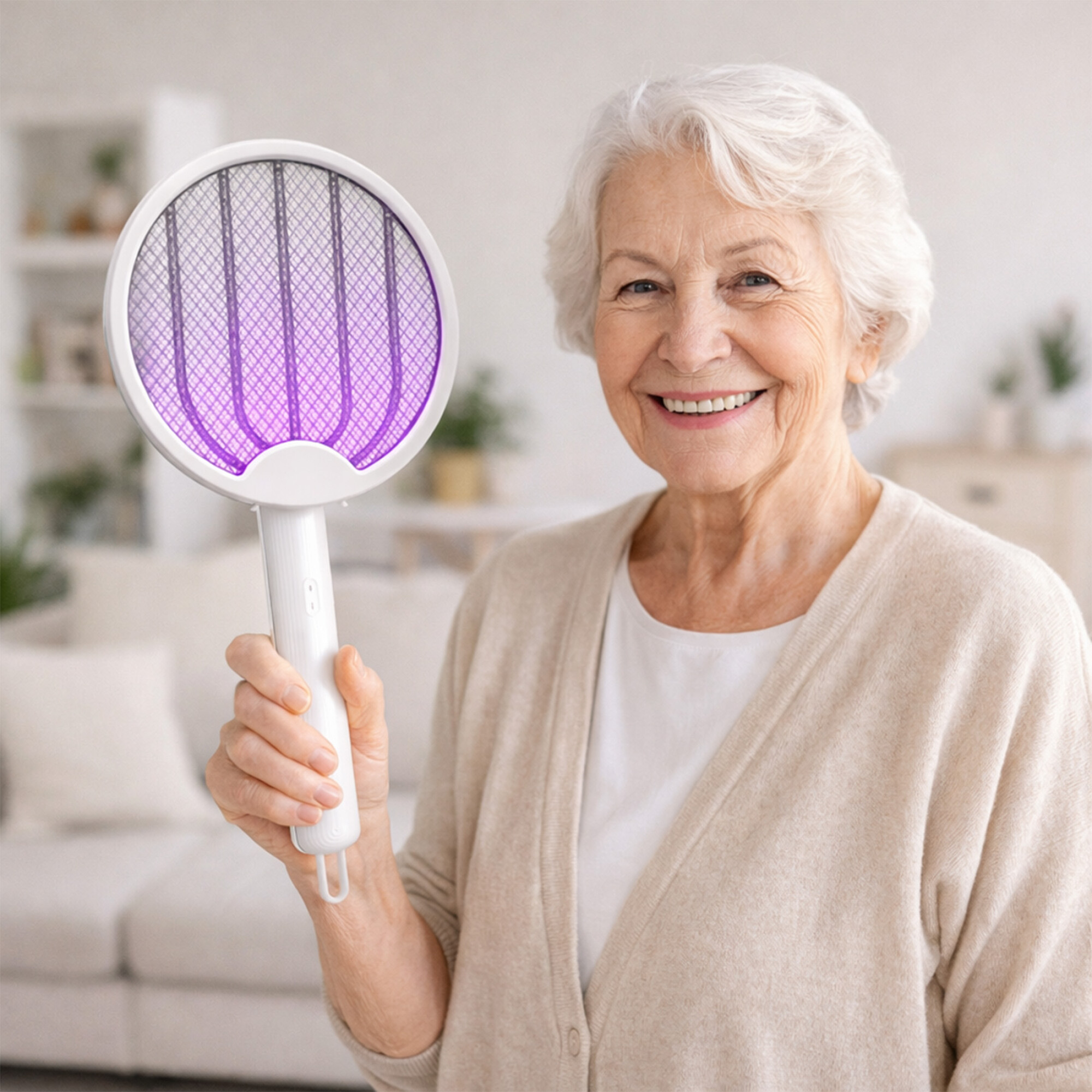 Raqueta Eléctrica Mata Mosquitos Insectos Recargable 2 En 1 - Color ...