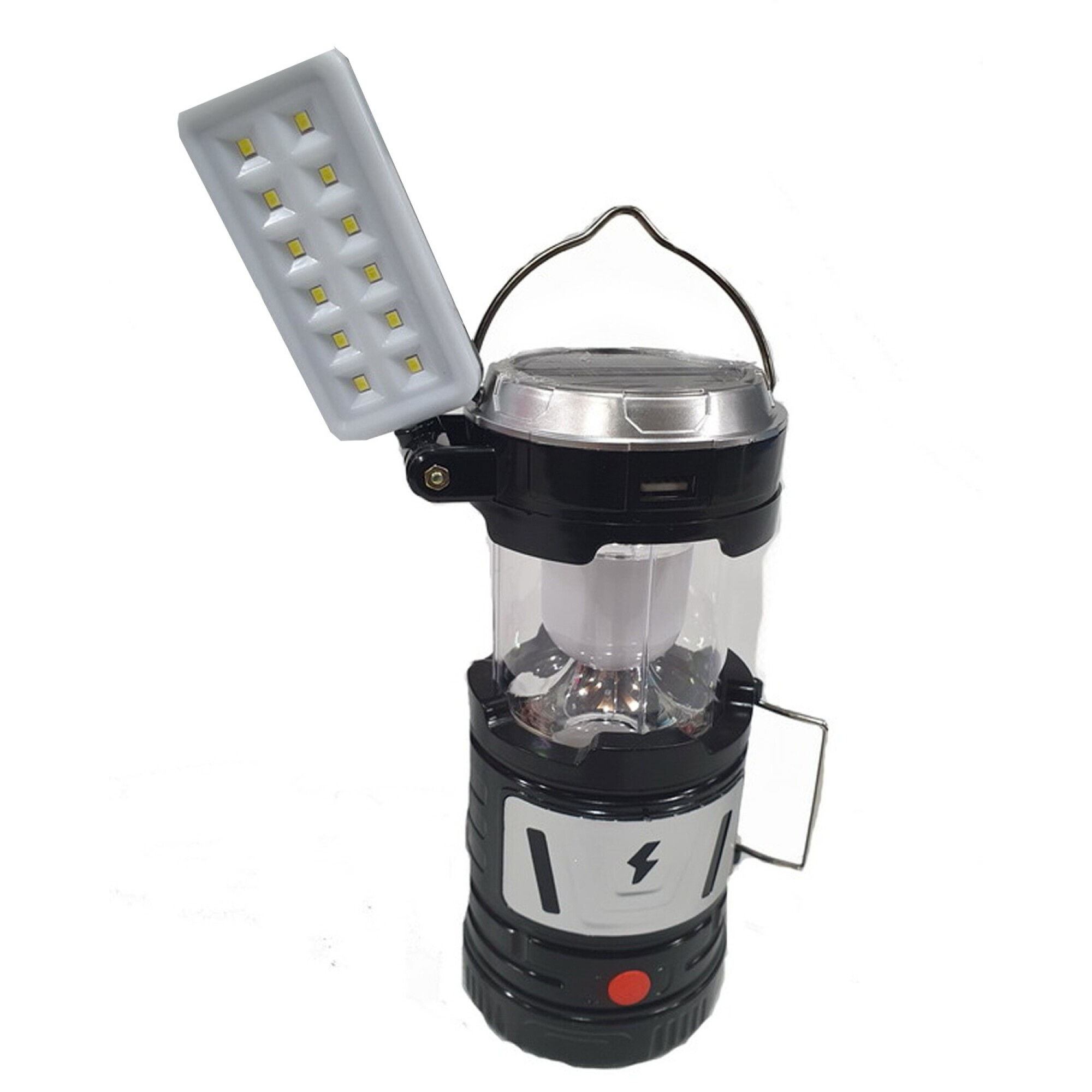 Farol Recargable LED Arye Carga 220V y Solar 3 Funciones — Electroventas
