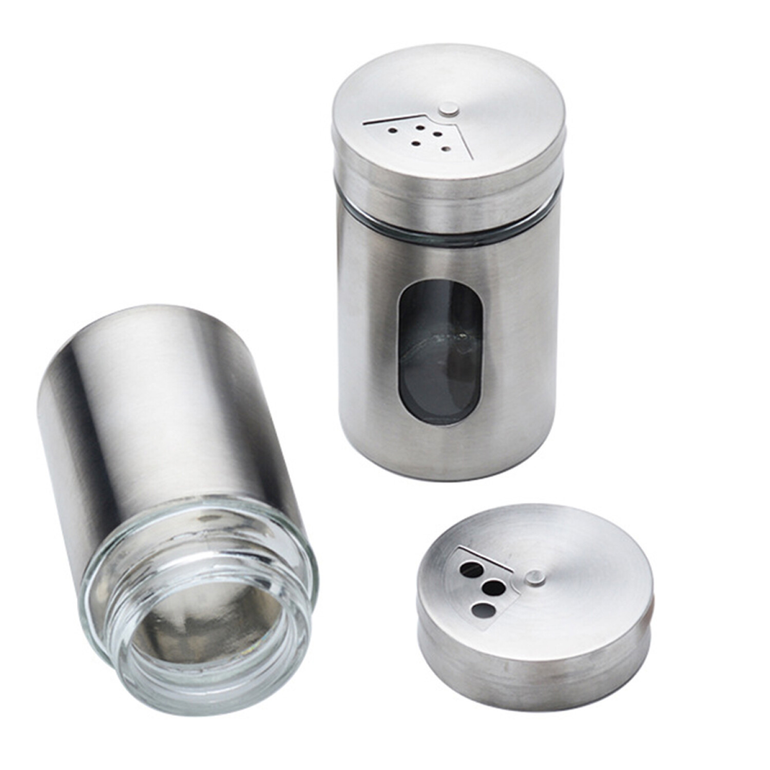 Salero especiero en acero inoxidable tapa giratoria - TRANSPARENTE ...