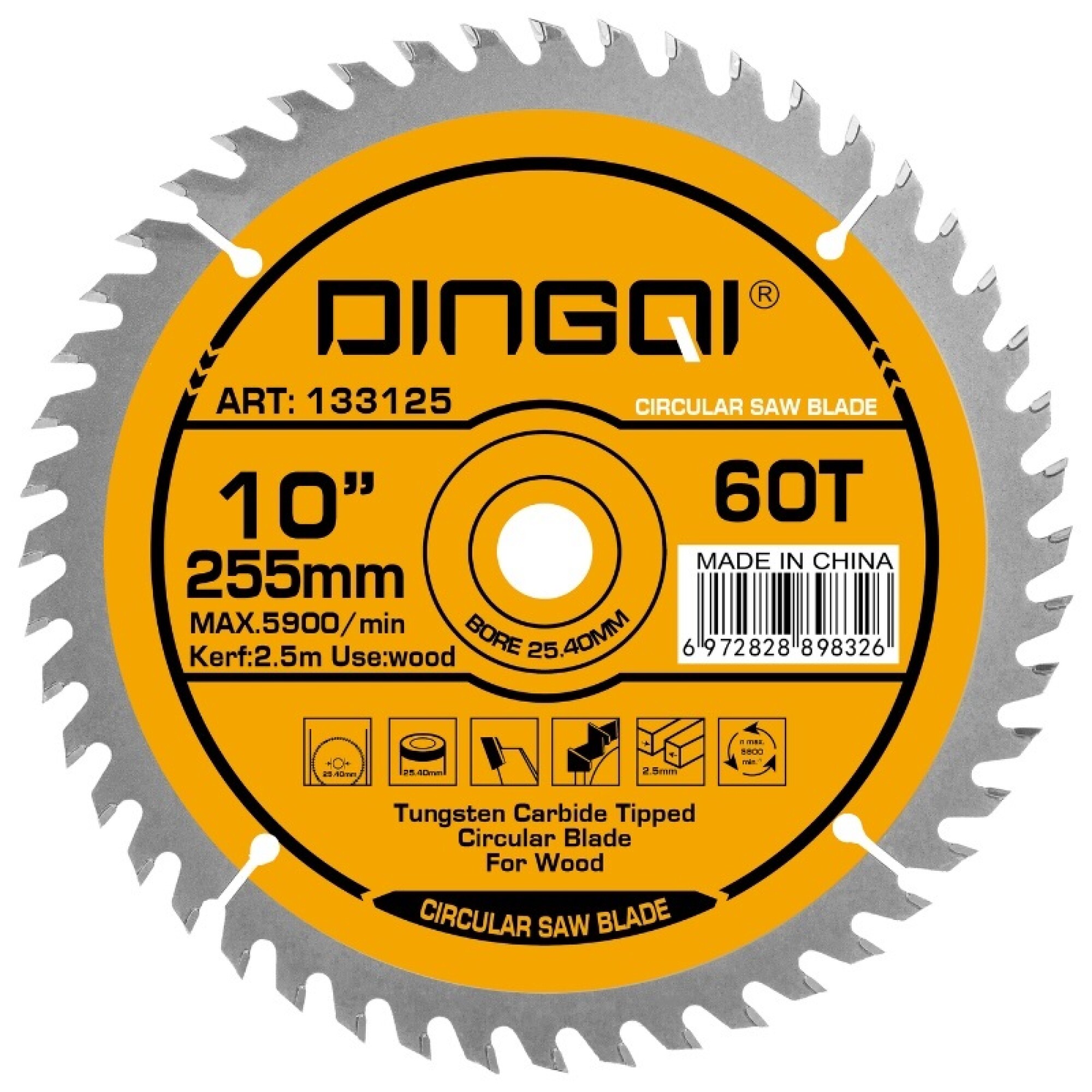 DINGQI HOJA SIERRA CIRCULAR 255 MM x 60 DIENTES — CCN