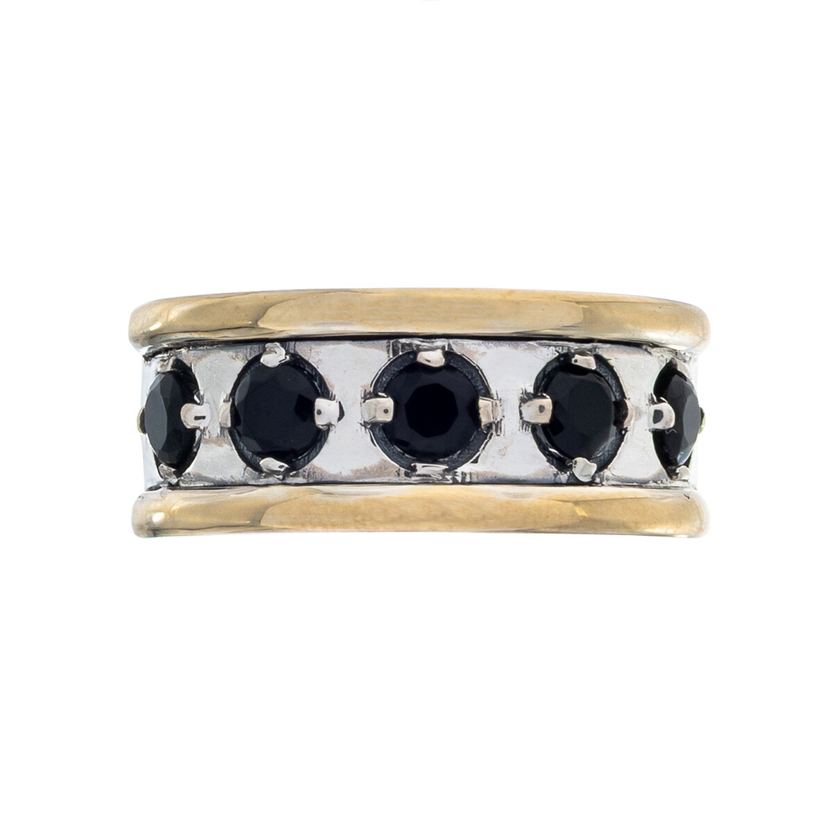 Anillo de plata 925, double en oro 18 ktes y circonias. — Veroca Joyas