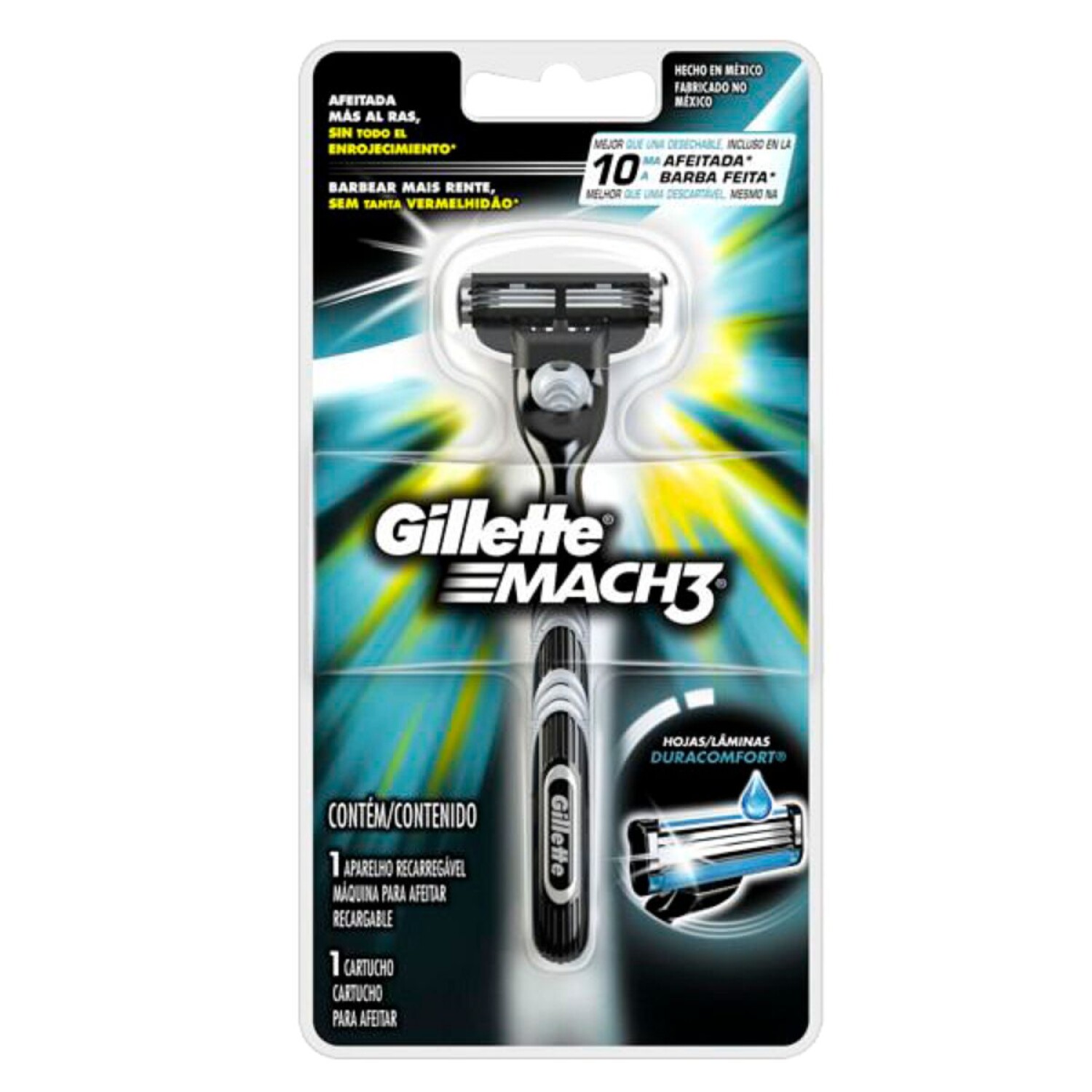 GILLETTE MACH 3 MAQUINA TURBO NEGRO UNID — Farmacenter