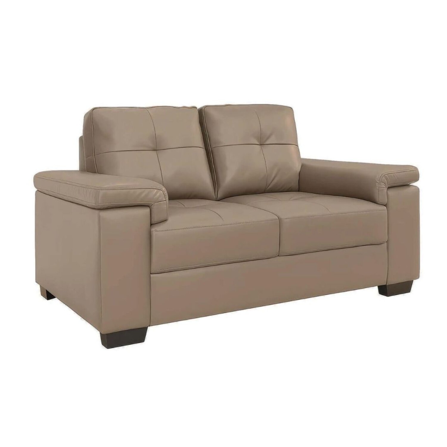 Sillón Sofá Luares 2 Cuerpos Smil Cuero Taupe — Brillante