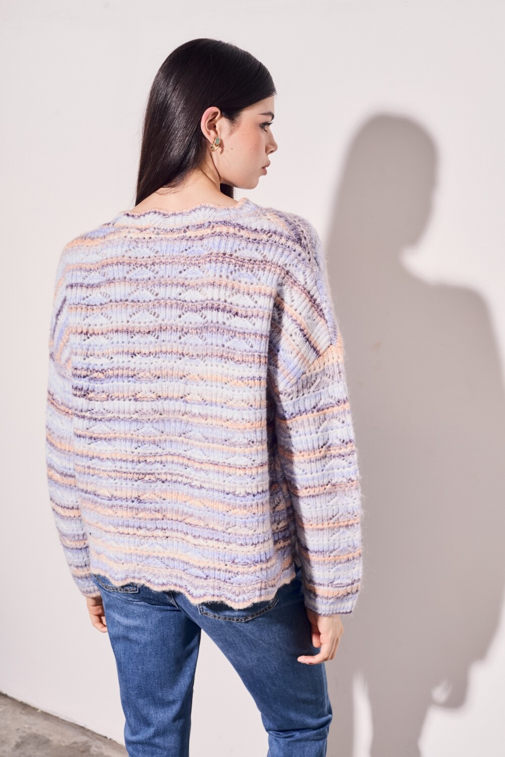 Sweater Texturado Multi - Celeste — Lemon