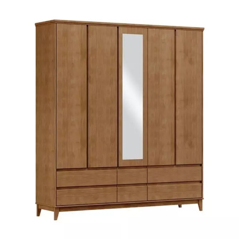 Ropero Prata 5 Puertas 6 Cajones Con Espejo Freijo 2814 Mdf — Albanes