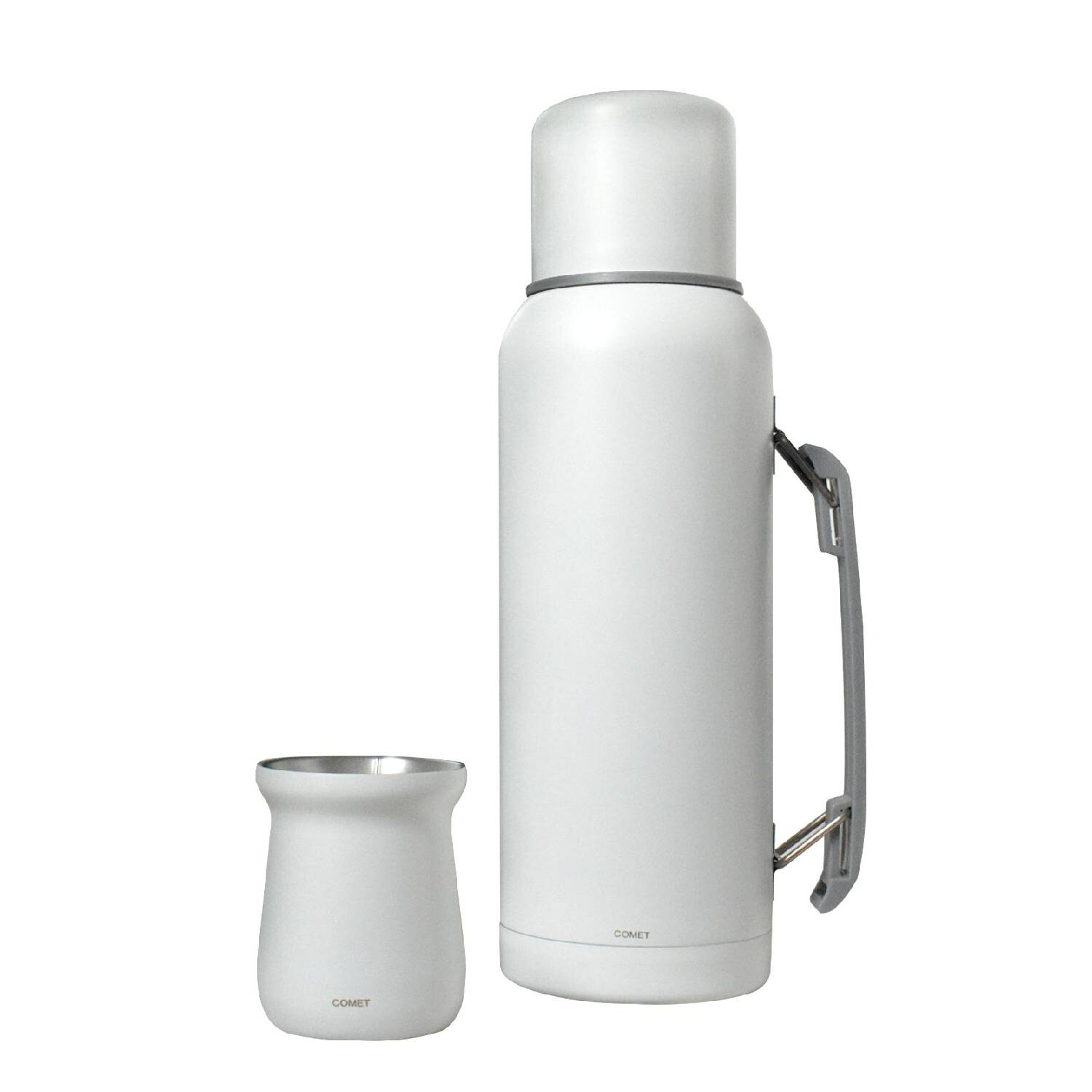Kit Termo Comet 1lt con manija estándar + Mate acero inoxidable - Blanco — Electroventas