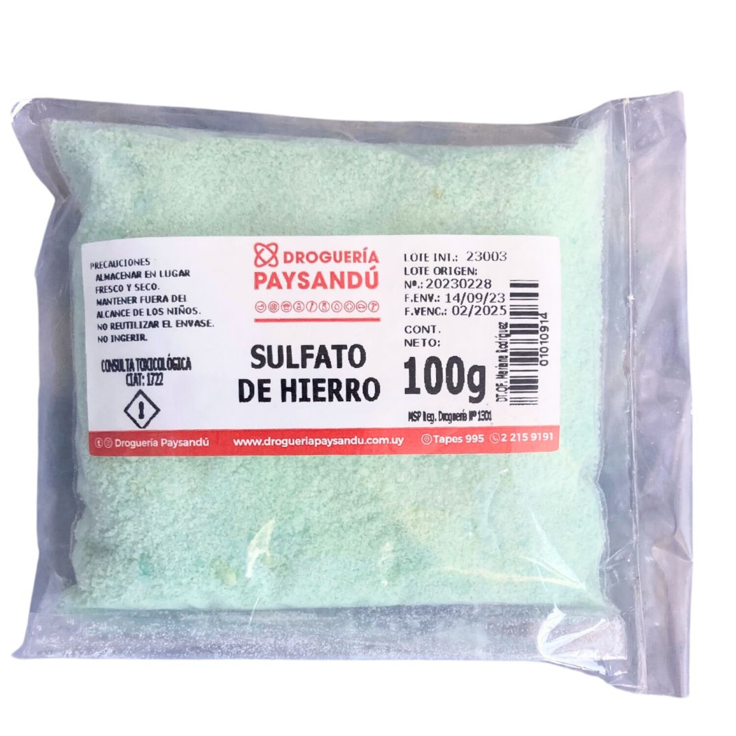 Sulfato de Hierro - 100 g — Droguería Paysandú