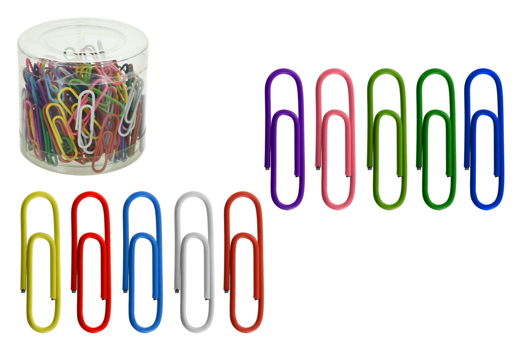 CLIPS DE COLORES X175PCS COLOR 2.8CM EN TUBO PVC 23377 — El Clon